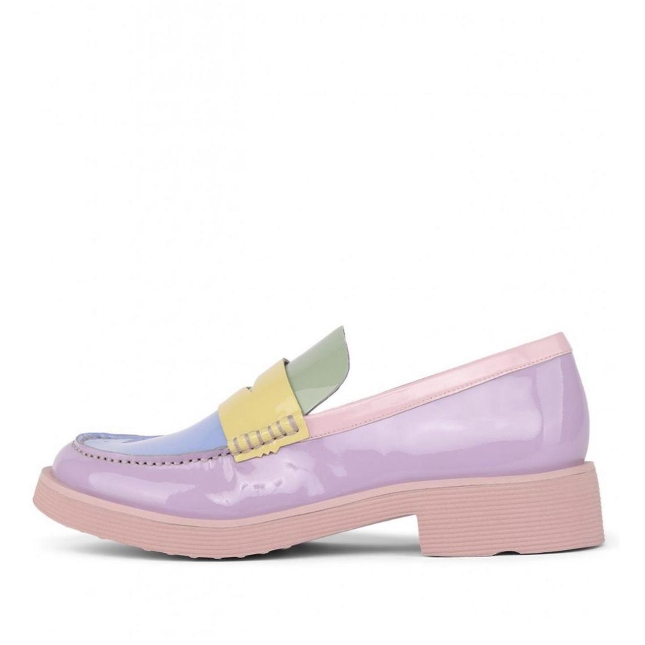 Pastel colorblocking loafers. Runs narrow but true... - Depop