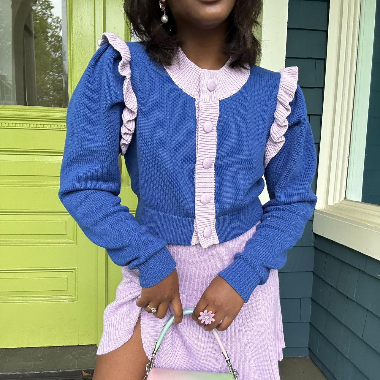 selling olivia rubin cropped ruffle cardigan with... - Depop