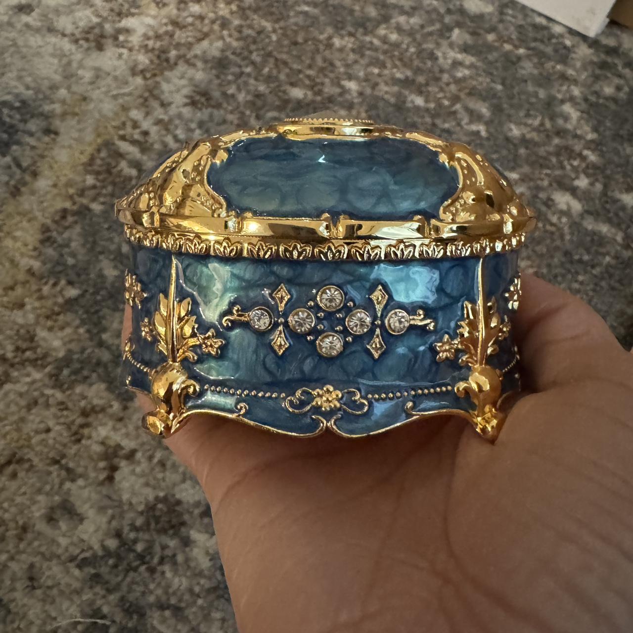 Gold and blue royal jewelry box. Really pretty... | Depop