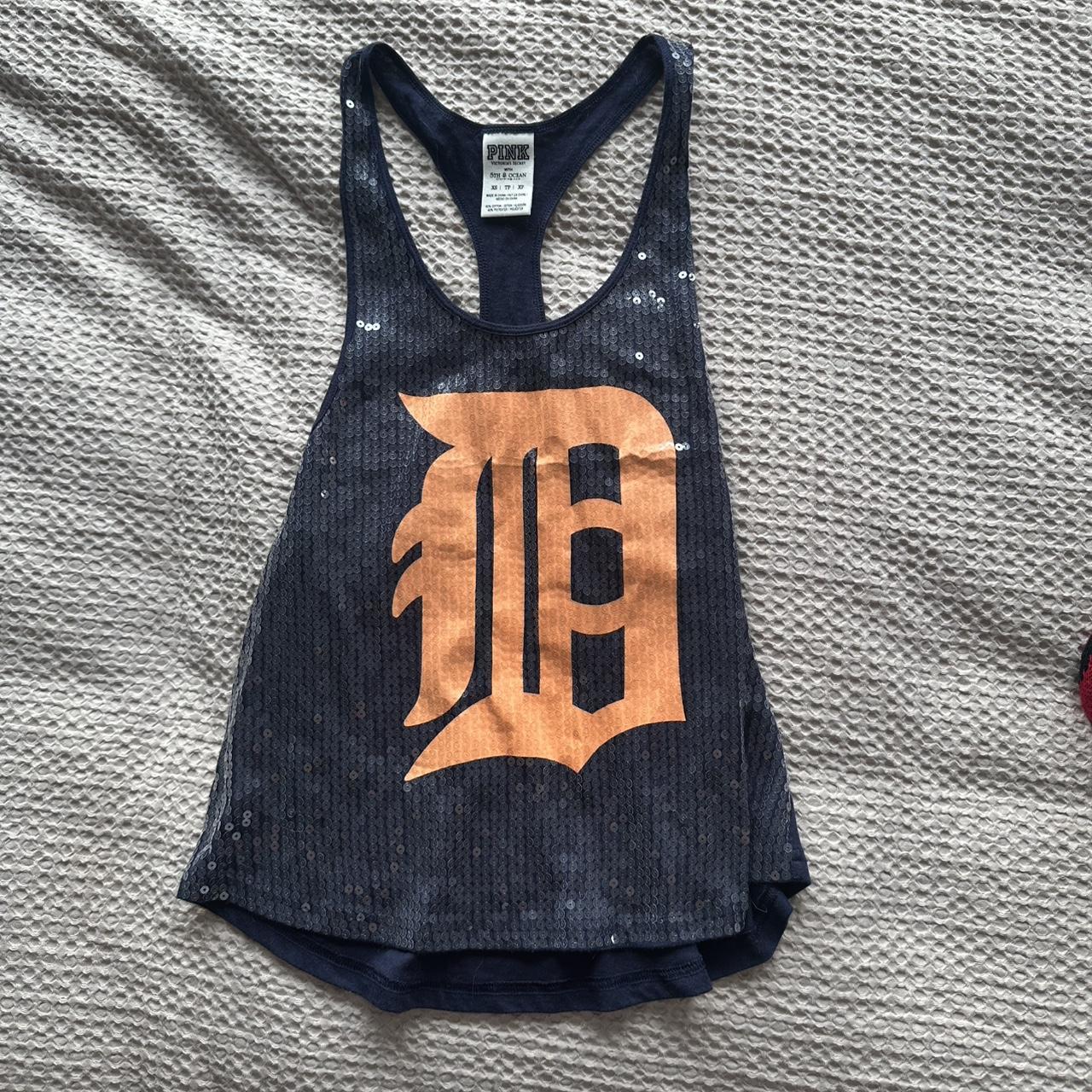 Victoria secret pink Detroit tigers sequin tank top... | Depop