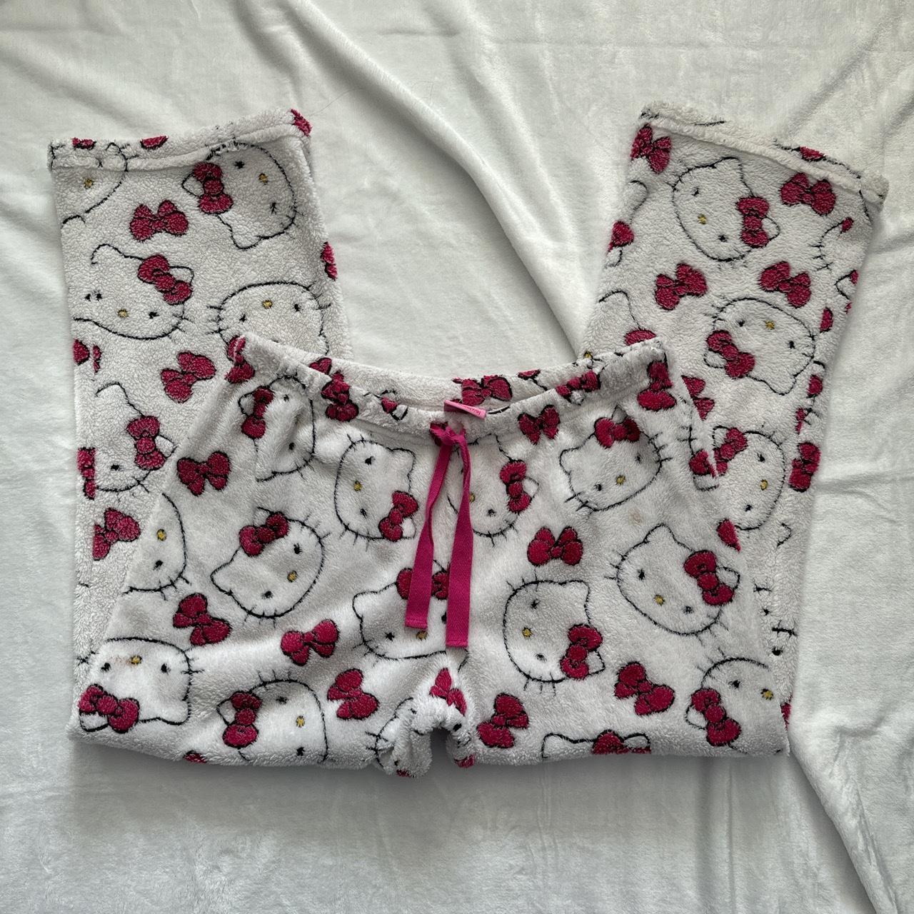 Hello Kitty all over print fuzzy pajama pants 🤍so... - Depop