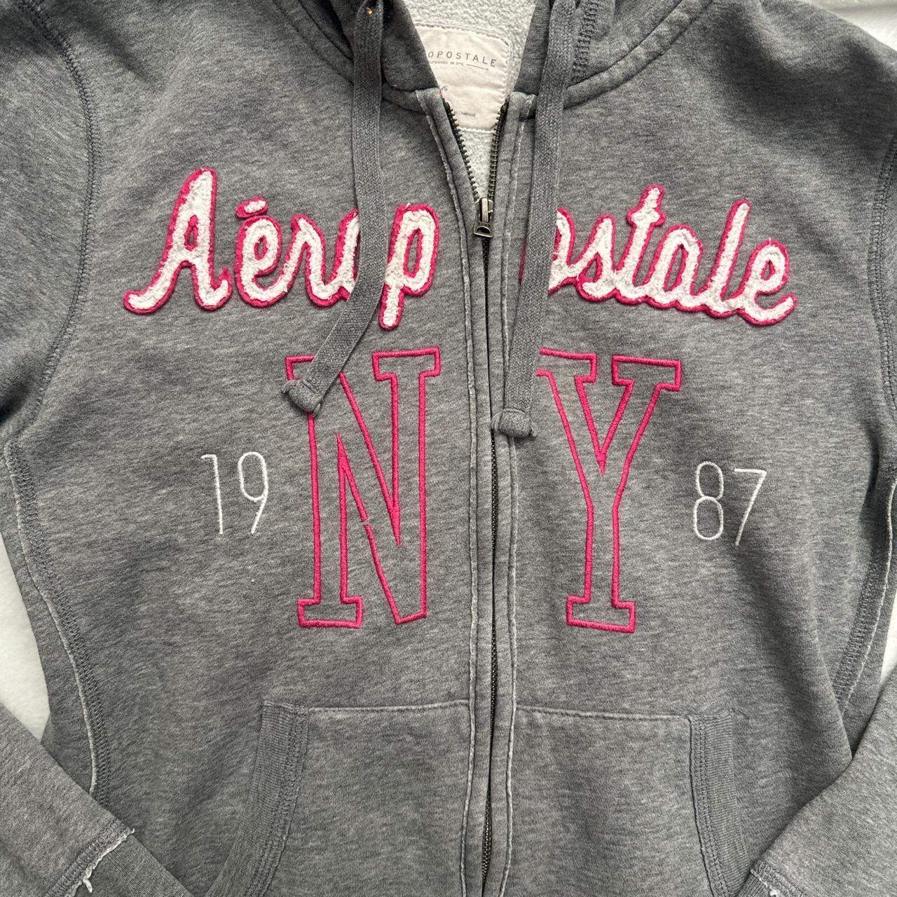 Aeropostale zip up hoodie 🖤grey and pink color... - Depop