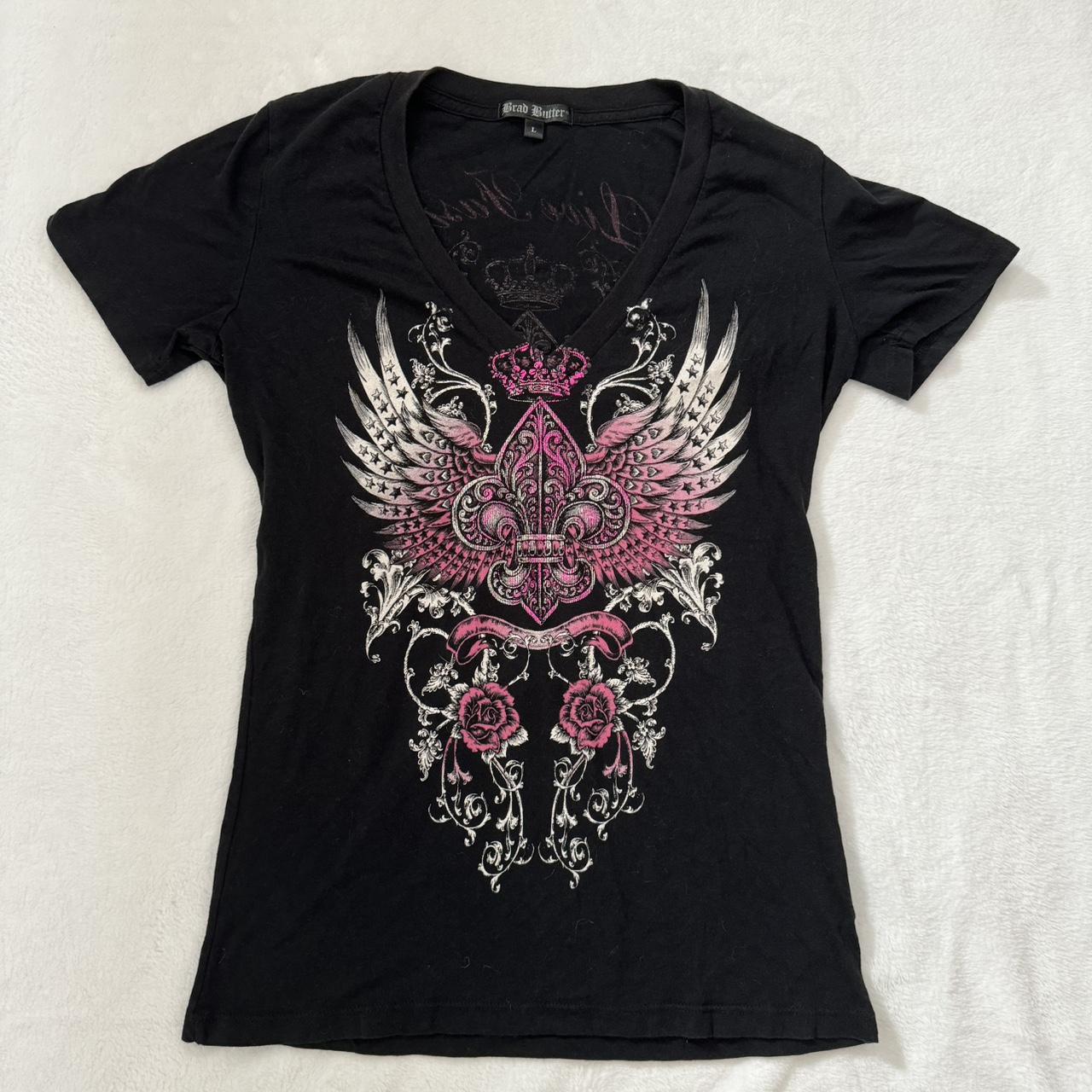 y2k goth tee by brad butter 🖤insane front and back... - Depop