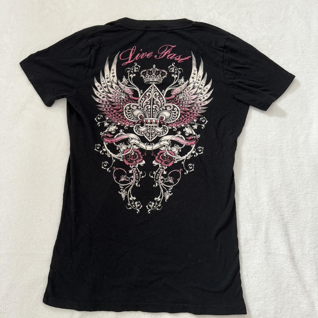 y2k goth tee by brad butter 🖤insane front and back... - Depop