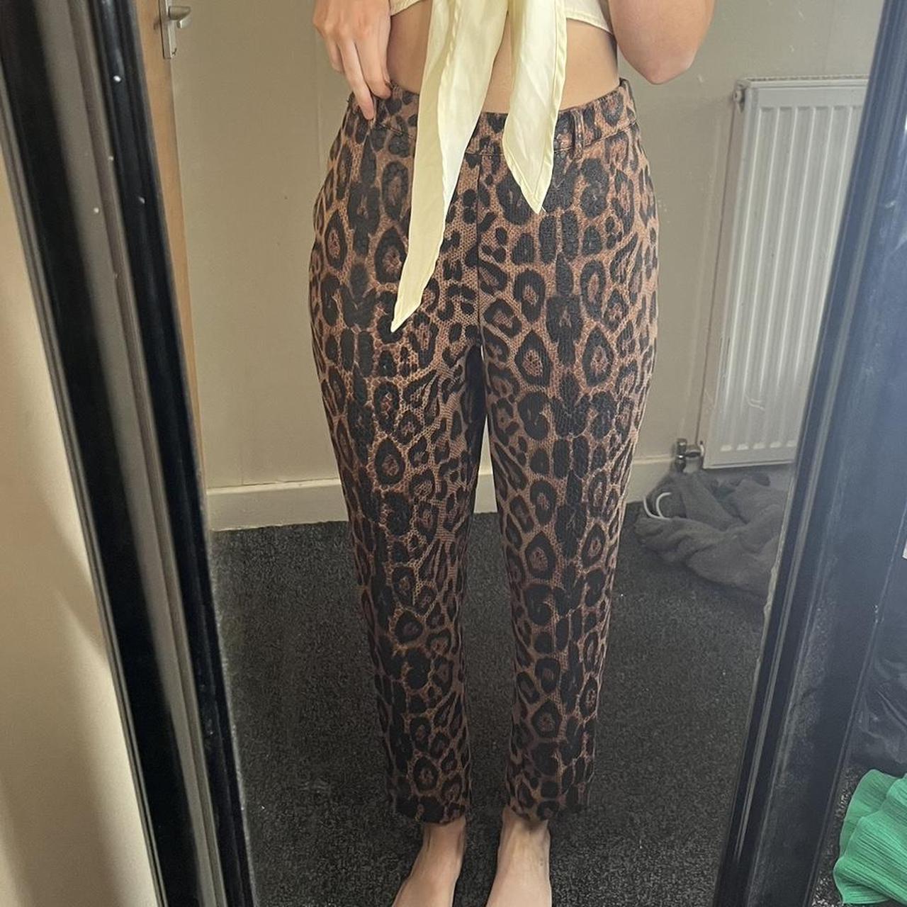 Missguided Leopard Print Leather Trousers Size 8 £8 Depop