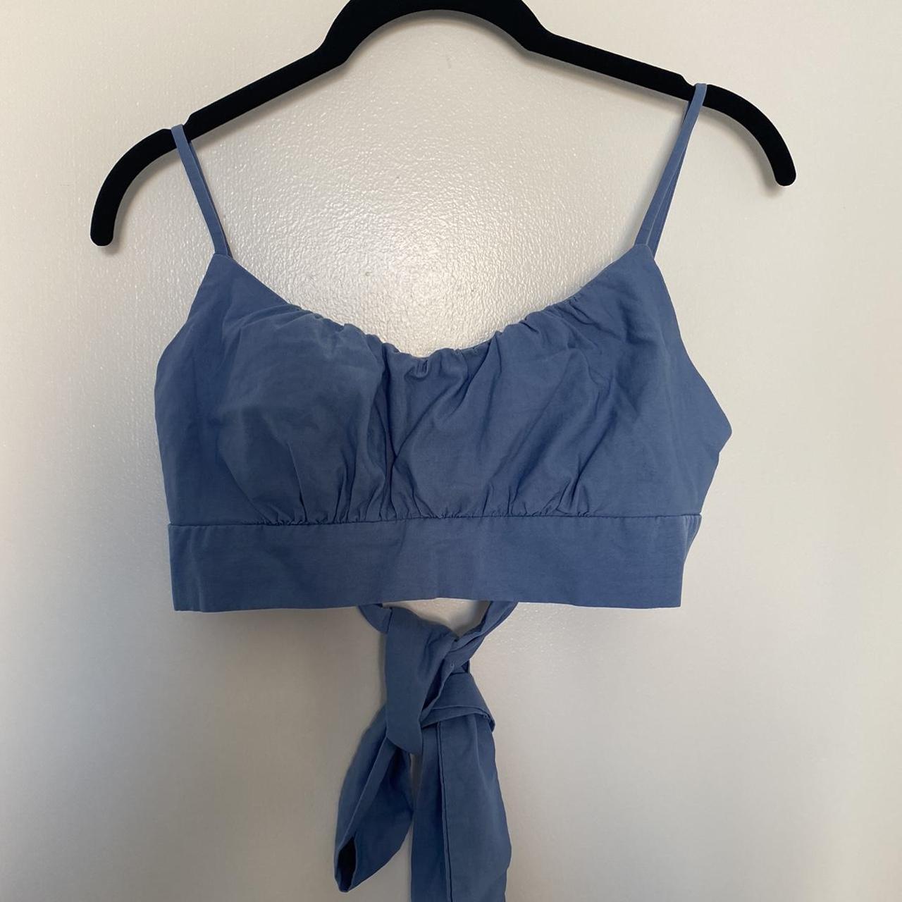 Blue top. Tie in back 💙 Size M (stretchy and... - Depop
