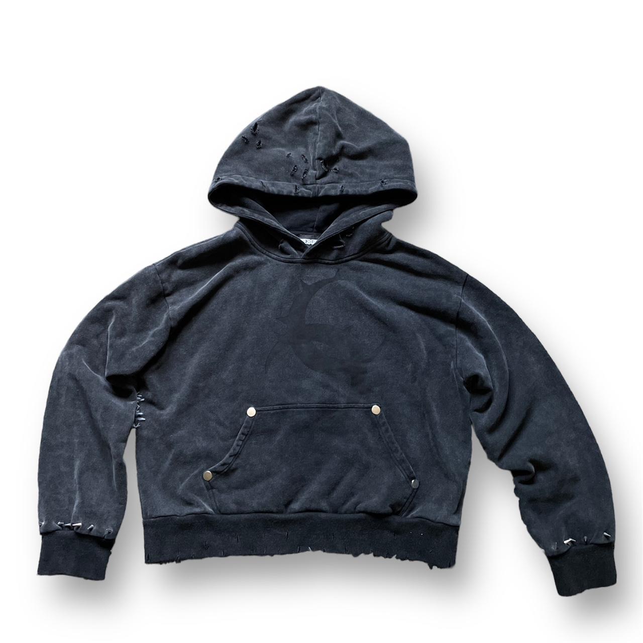Nebulic Dark Grey Distressed Hoodie 🌘 LAST DAY ON... - Depop