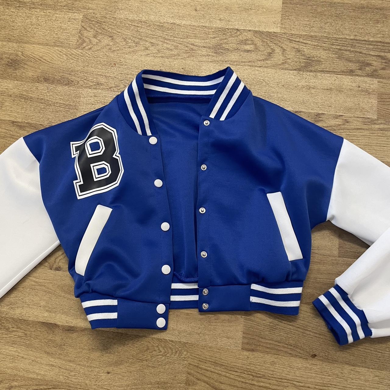 Blue Varisty Jacket. Worn once. RRP: £25 #jacket... - Depop
