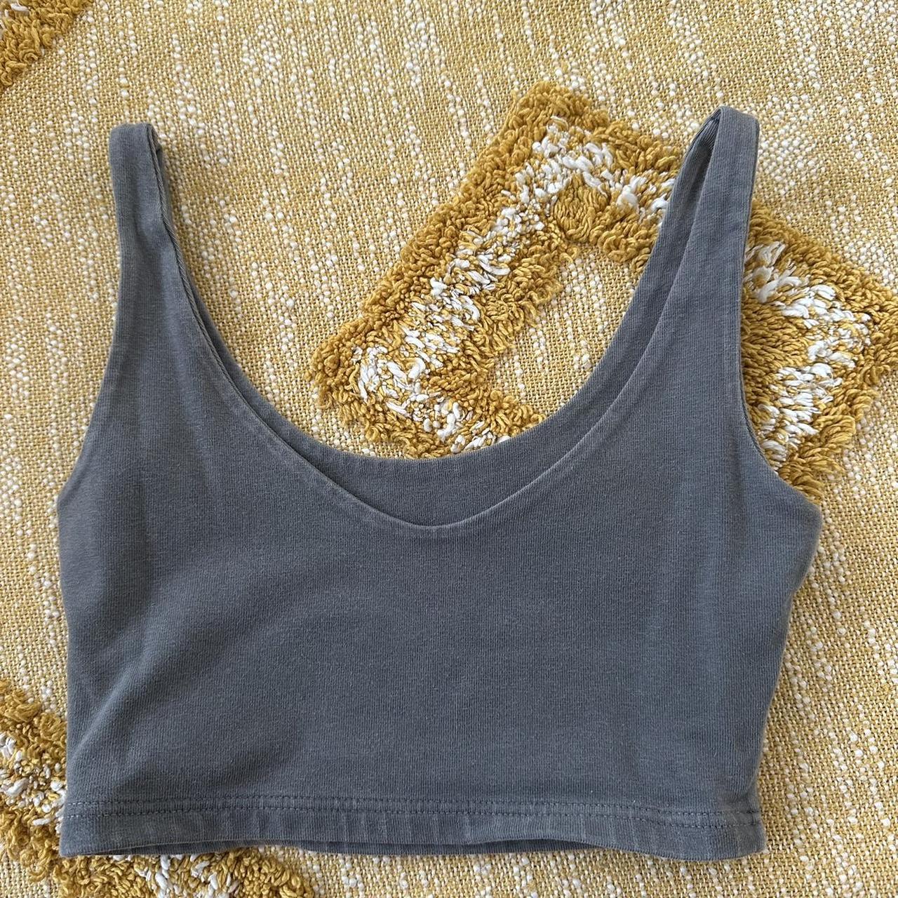 grey brandy melville sport bra/tank top - Depop