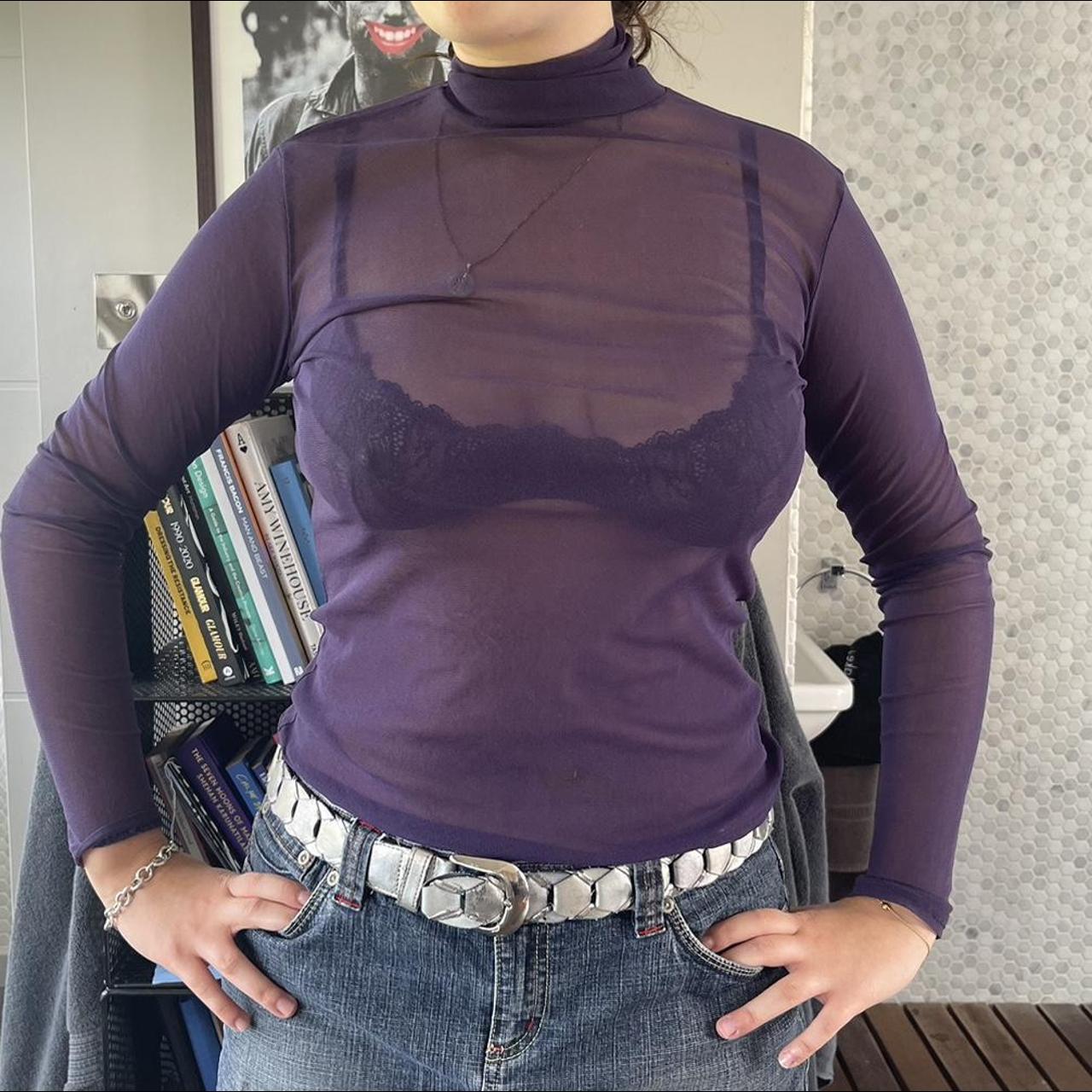 Sheer purple high neck top So cute for nights out... - Depop