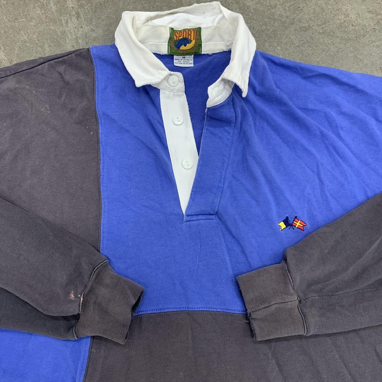 vintage 90s Sport color blocked longsleeve polo... - Depop