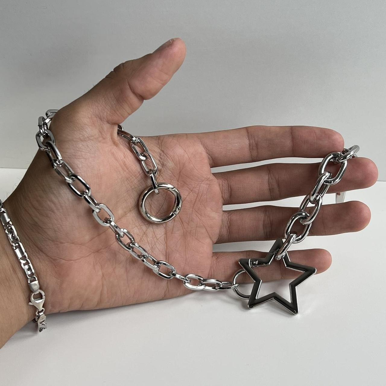 y2k 2000s style star goth grunge silver wallet chain... - Depop