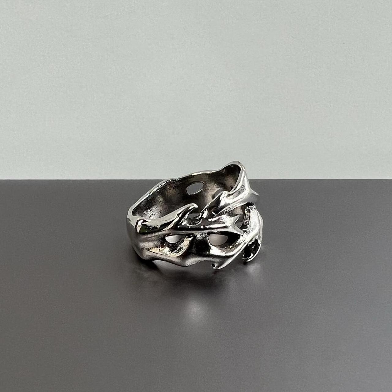 y2k 2000s silver grunge thorn ring sterling... - Depop