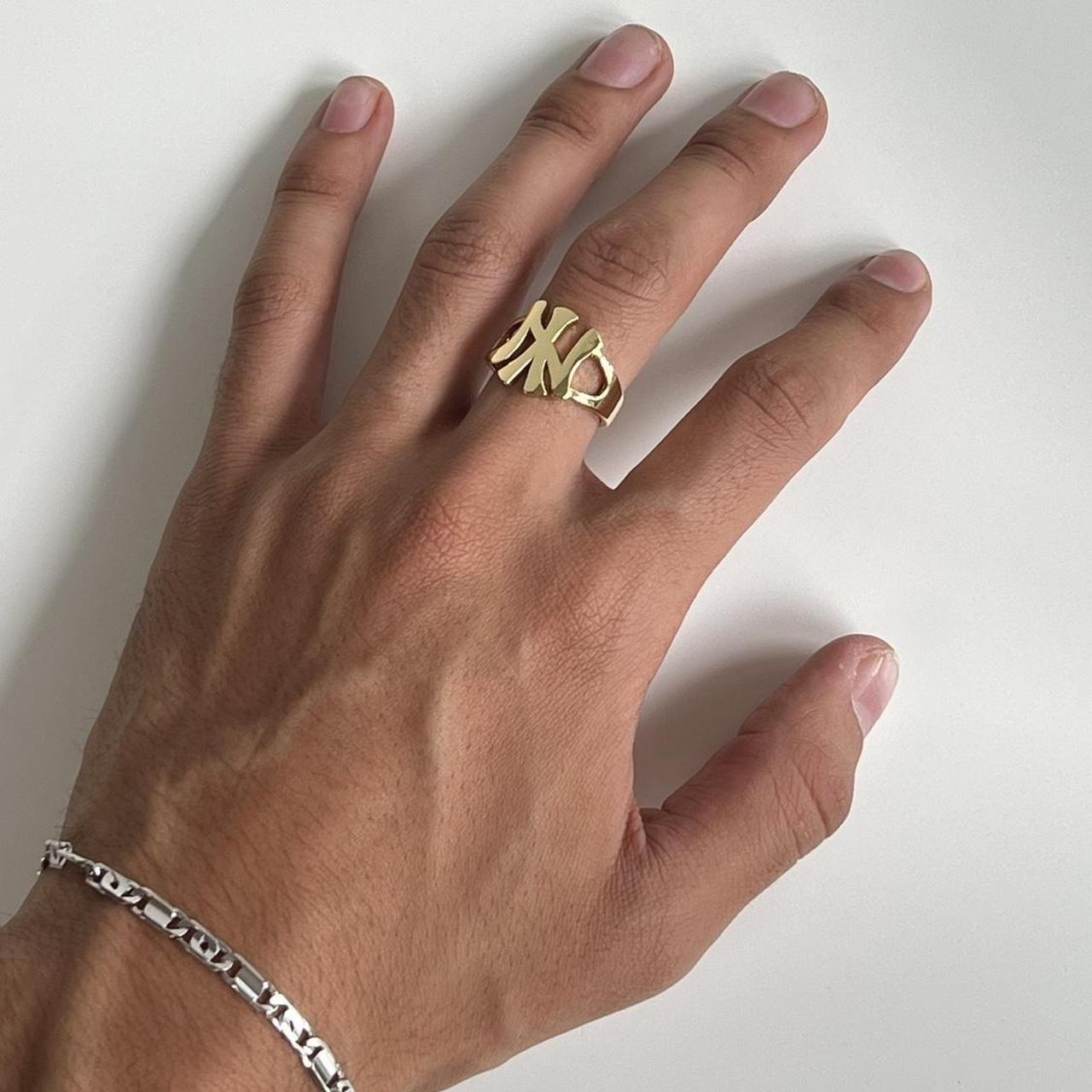 y2k ny new york yankees gold ring beautiful... - Depop