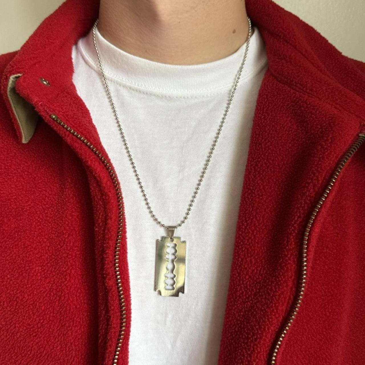 y2k 2000s heavy metal silver gothic emo razor blade... - Depop