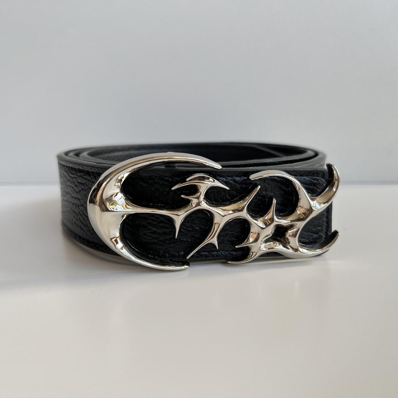 y2k 2000s chrome futuristic cross emblem black and... - Depop