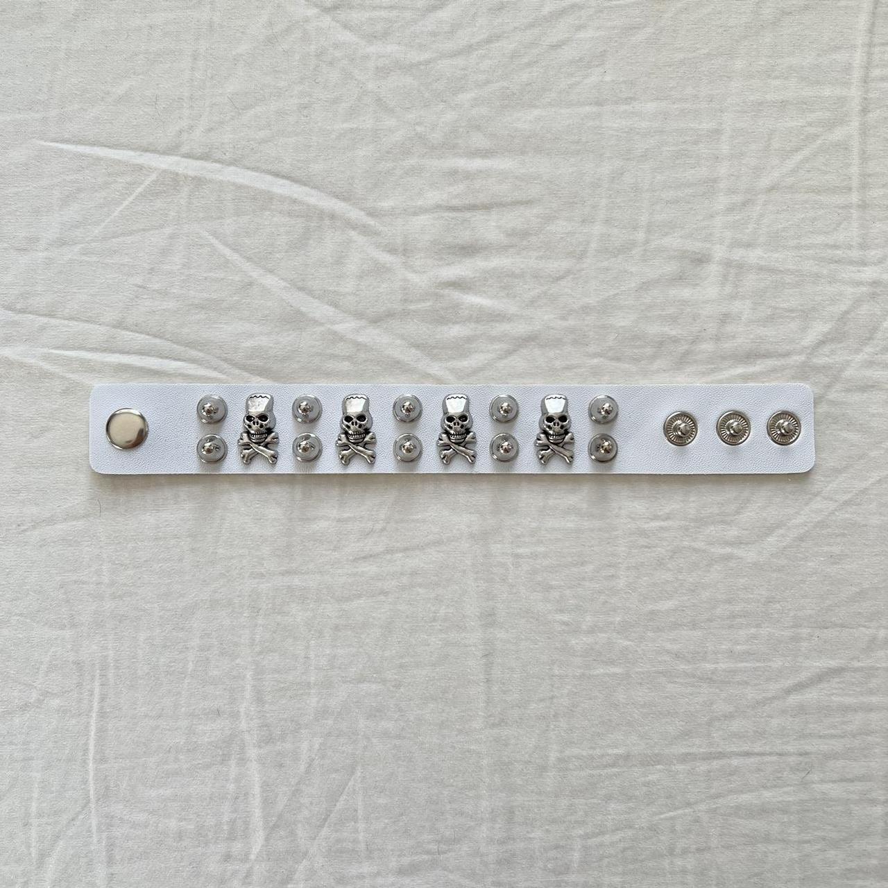 y2k 2000s skeleton spiked grunge punk white studded... - Depop