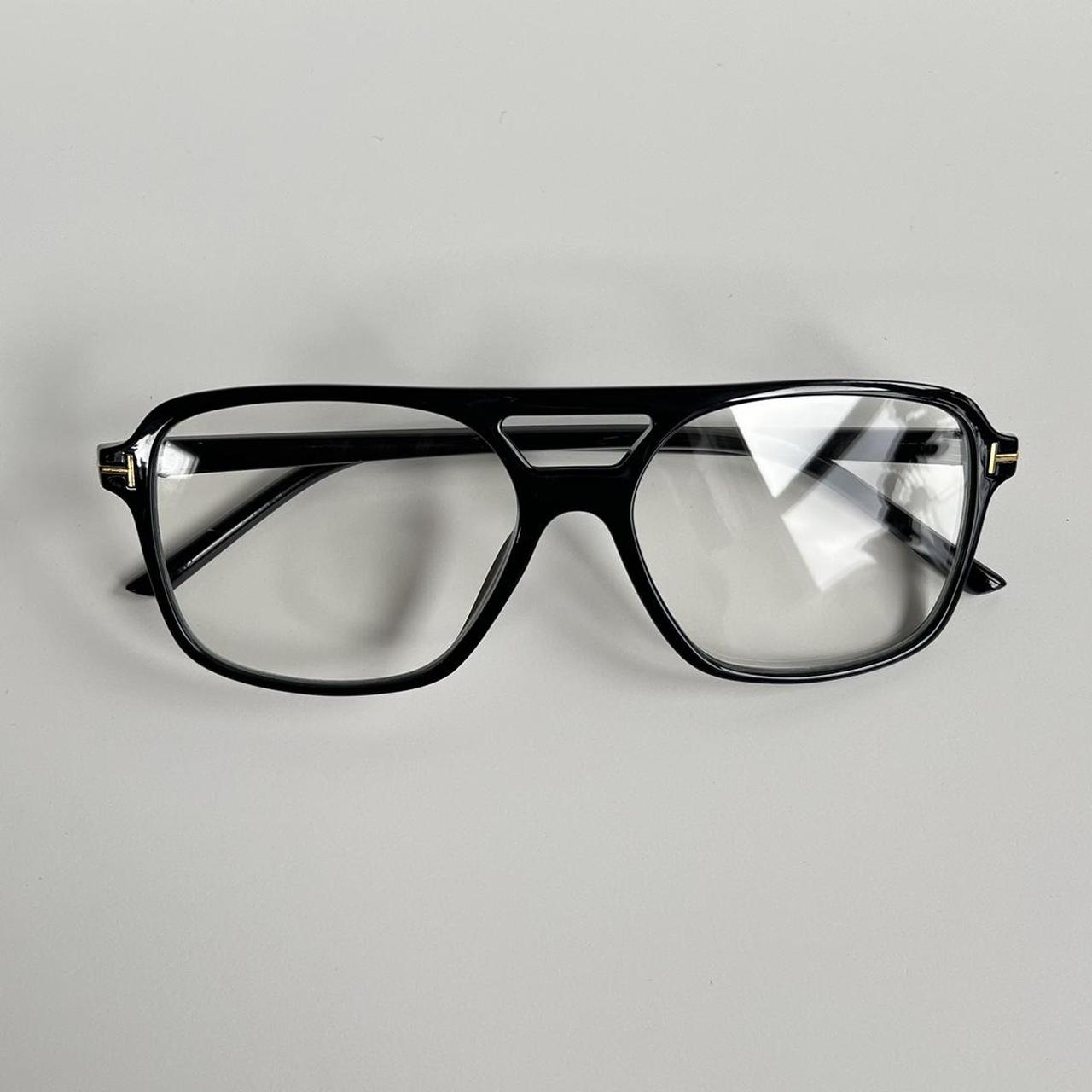 vintage style black rounded square glasses black... - Depop