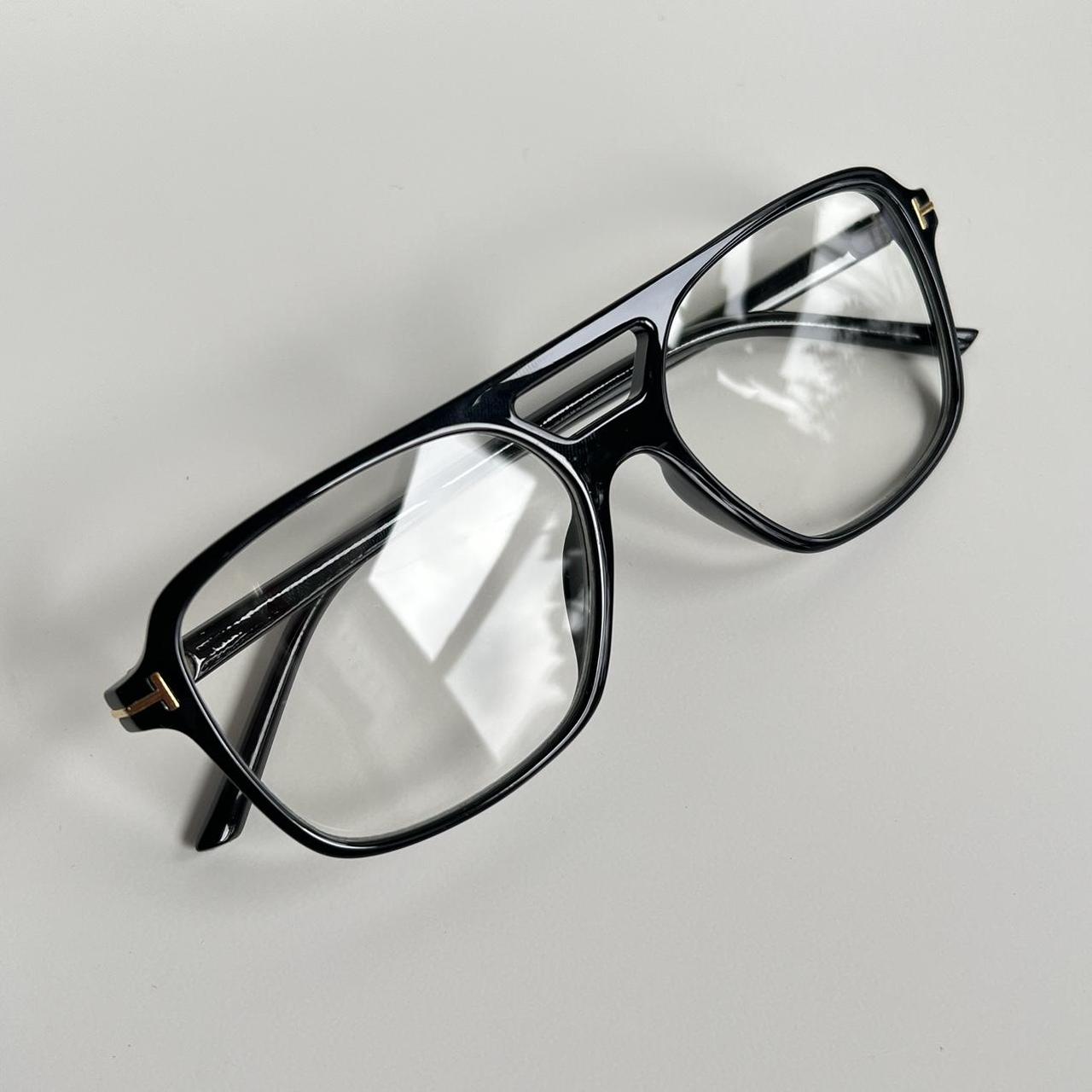 vintage style black rounded square glasses black... - Depop