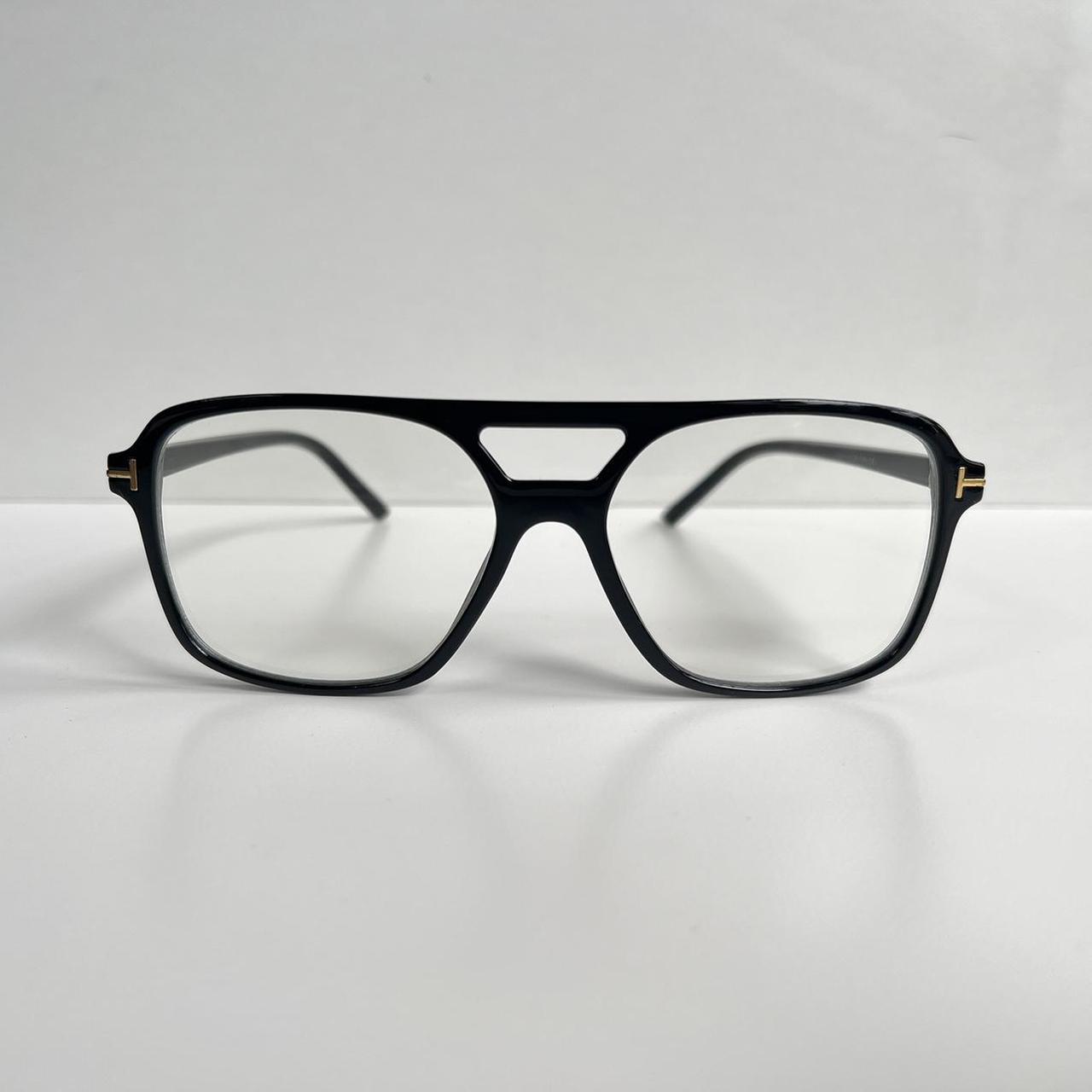 vintage style black rounded square glasses black... - Depop