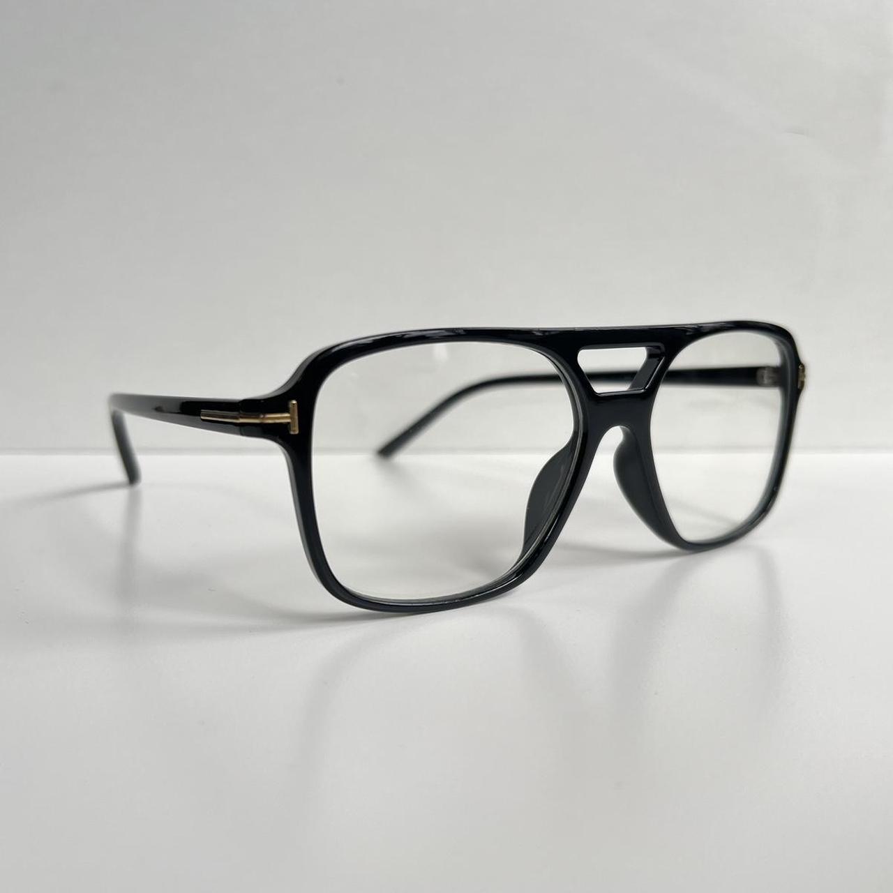 vintage style black rounded square glasses black... - Depop