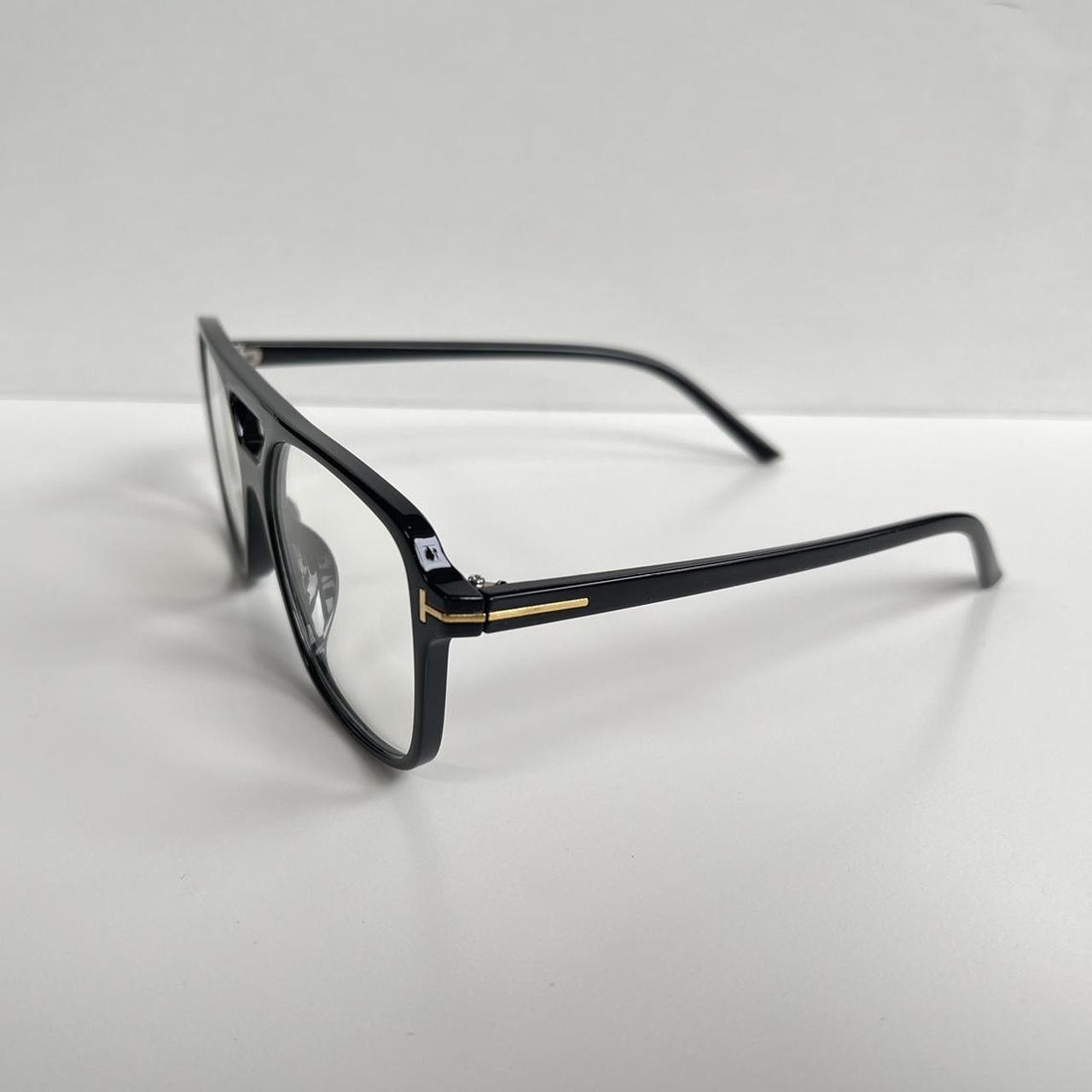 vintage style black rounded square glasses black... - Depop