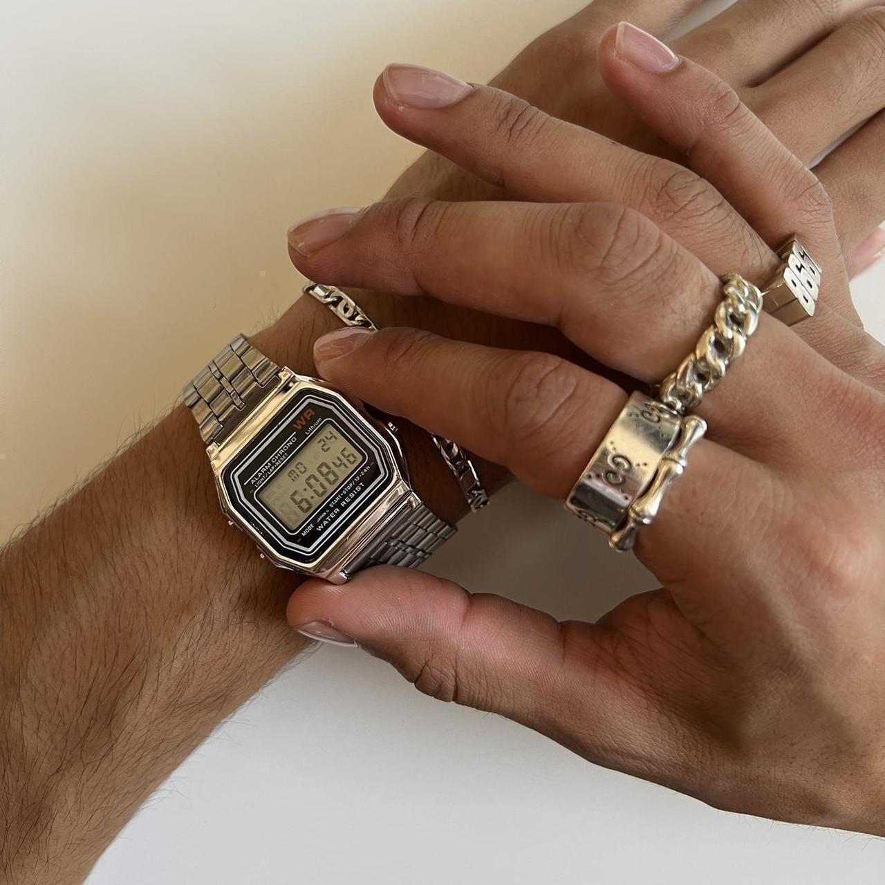 y2k 2000s vintage retro style silver stainless steel... - Depop