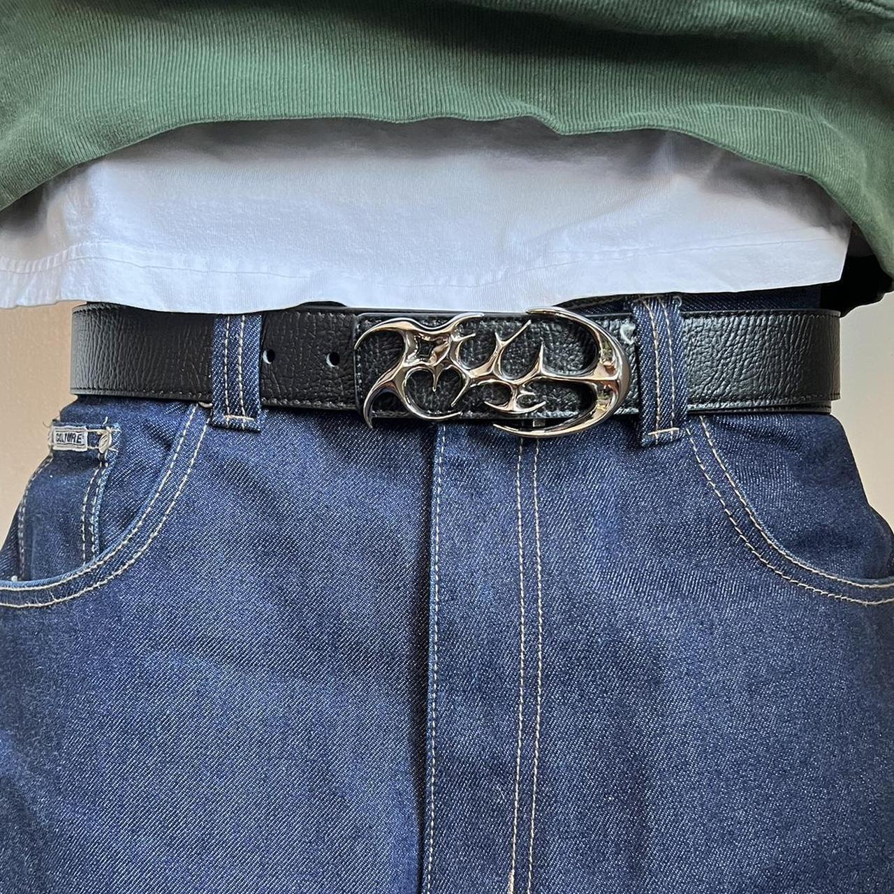 y2k 2000s chrome futuristic cross emblem black and... - Depop