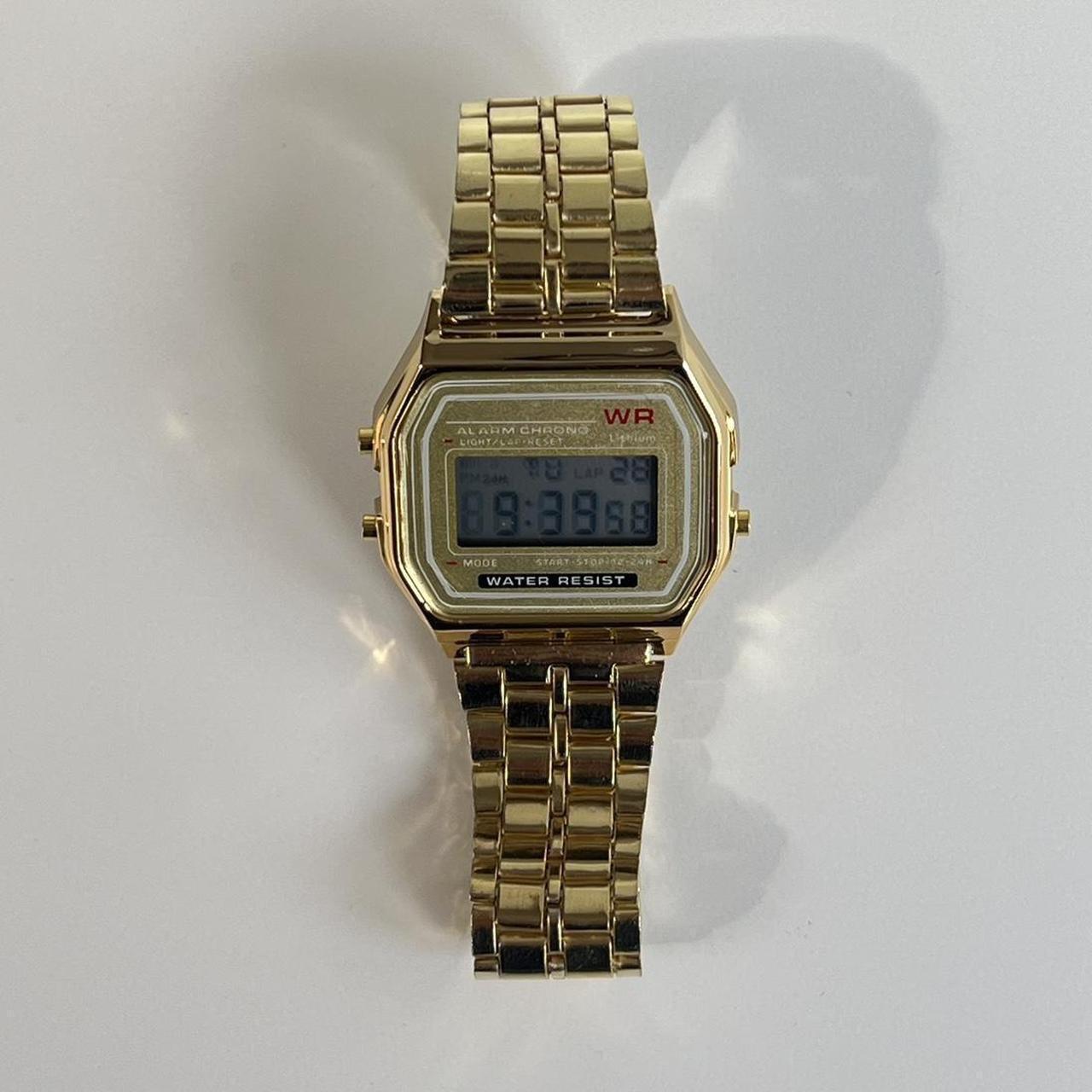 y2k 2000s vintage retro gold stainless steel digital... - Depop