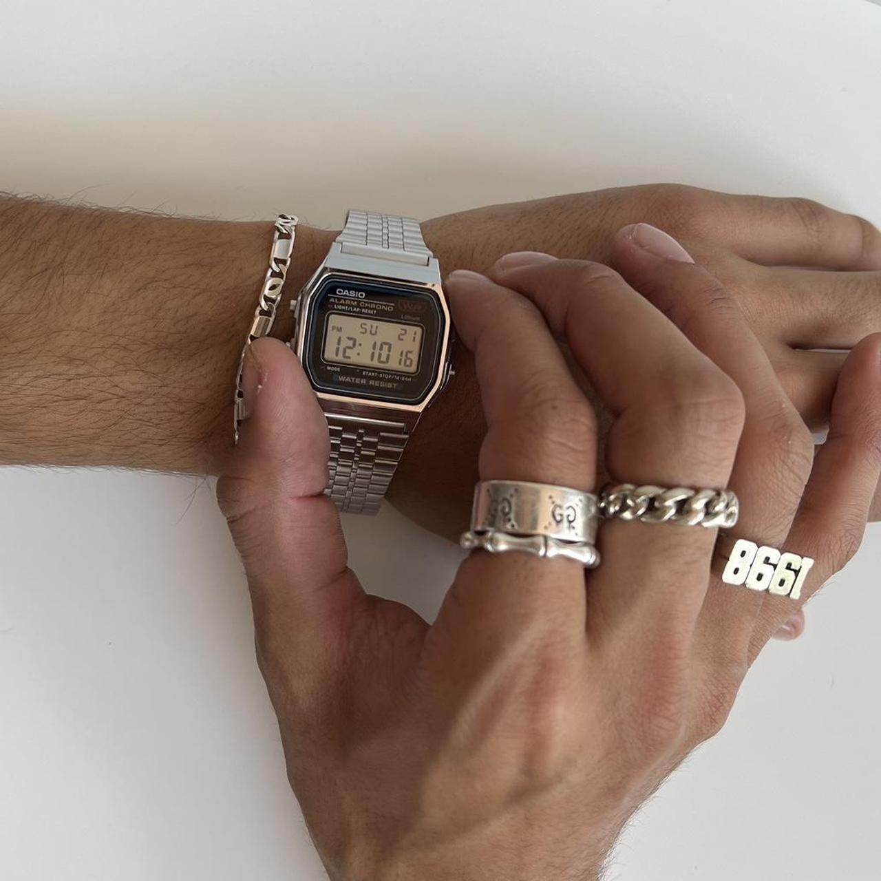casio silver digital watch these watches are... - Depop