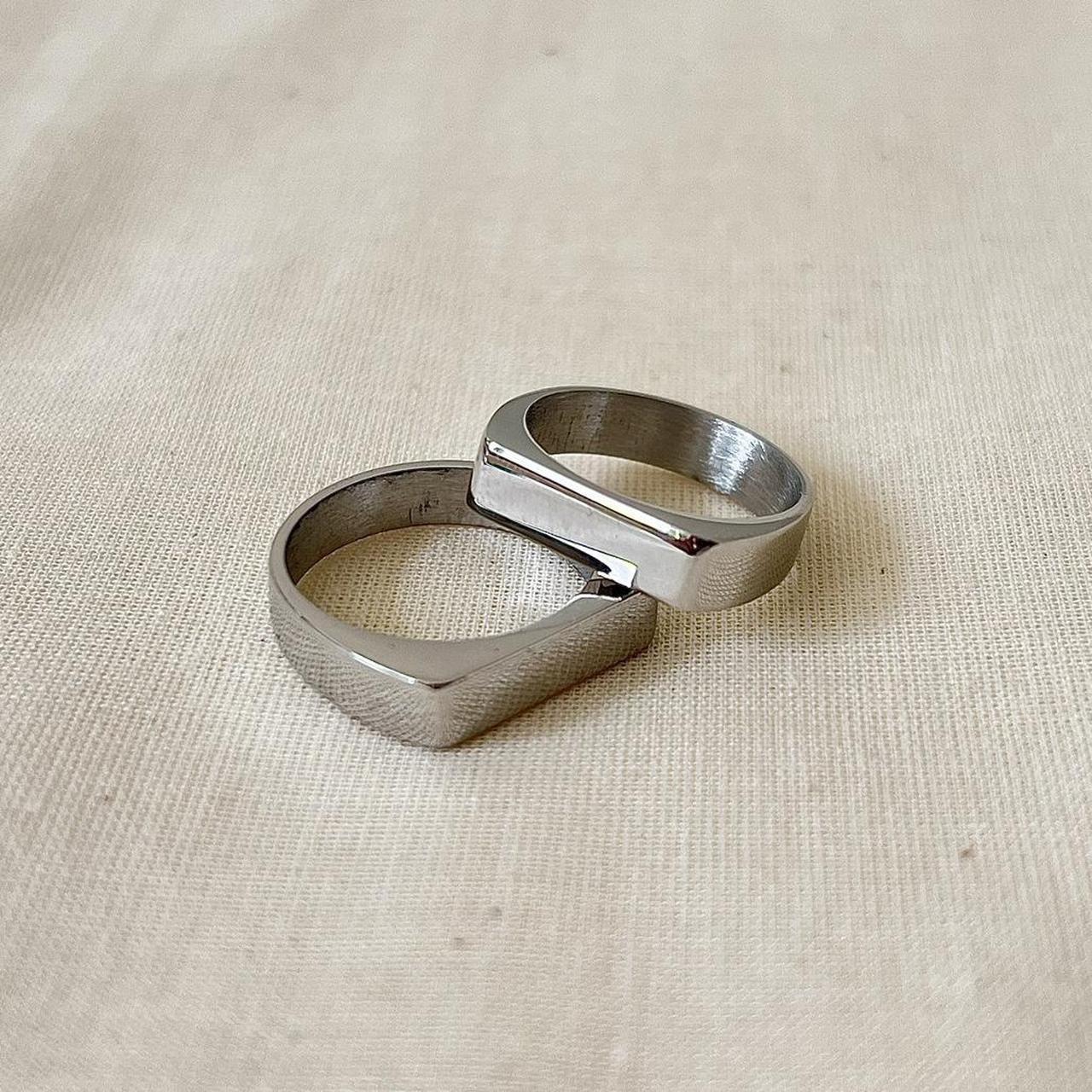 vintage silver signet flat bar ring these rings are... - Depop