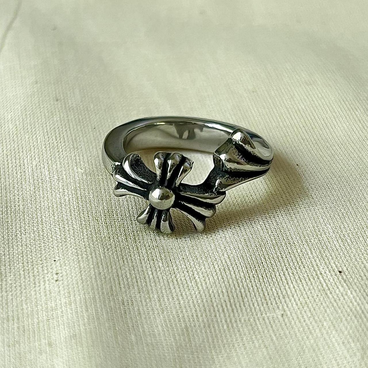 silver heavy metal cross biker ring these rings are... - Depop