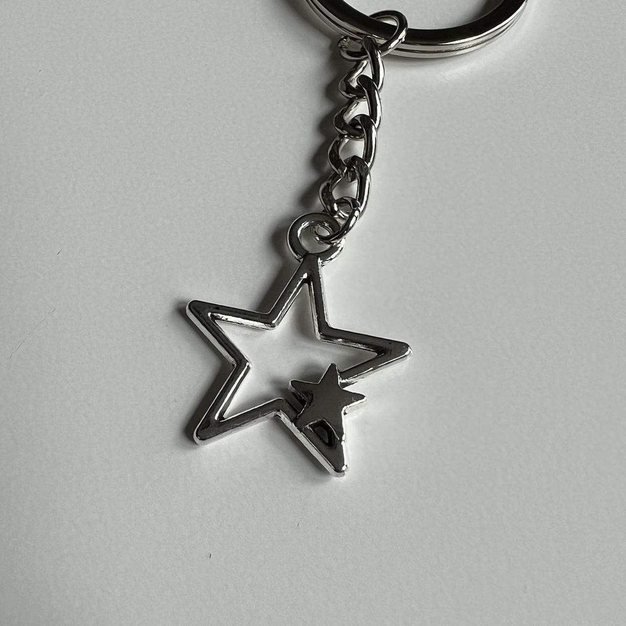 y2k 2000s star pendant keyring for keychain unique... - Depop