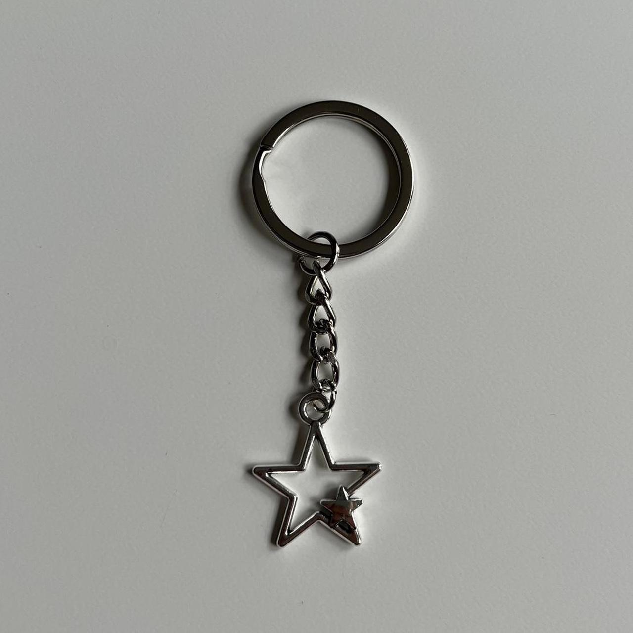 y2k 2000s star pendant keyring for keychain unique... - Depop