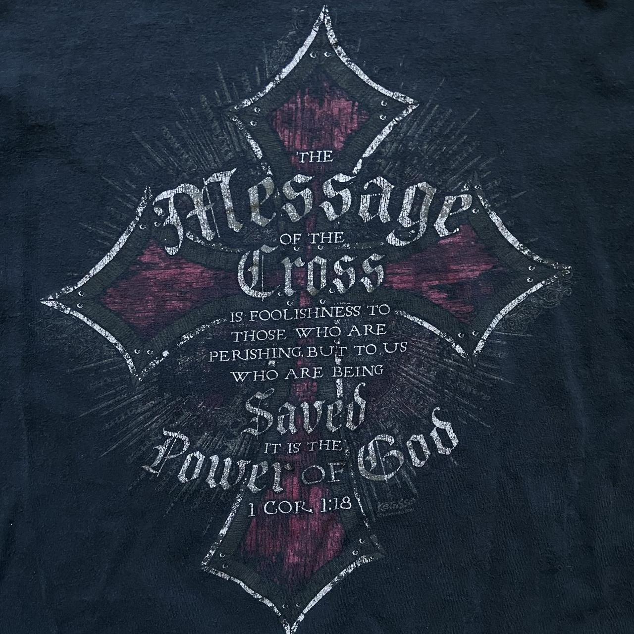 Black and Red Affliction Cross Graphic T Shirt Super... - Depop