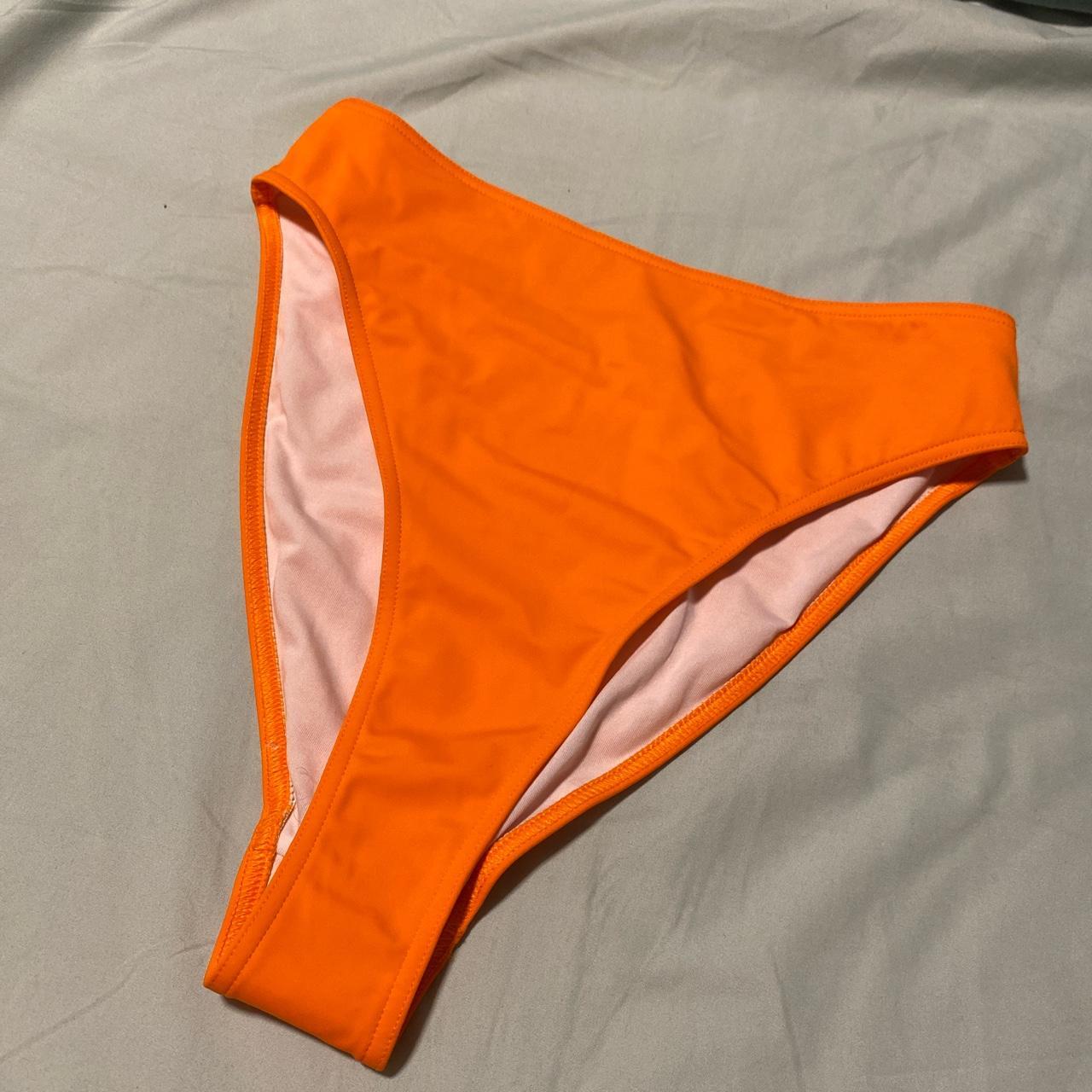 Neon orange high rise bikini bottoms, size 6, never... - Depop