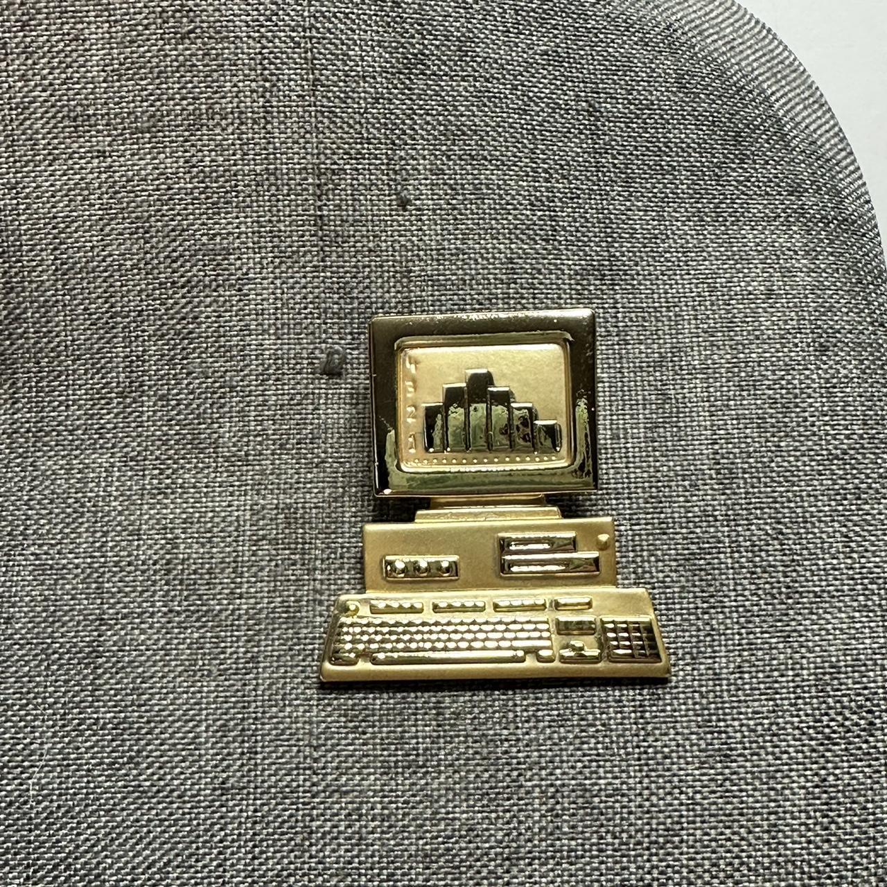 Vintage old school computer gold tone brooch / pin.... - Depop