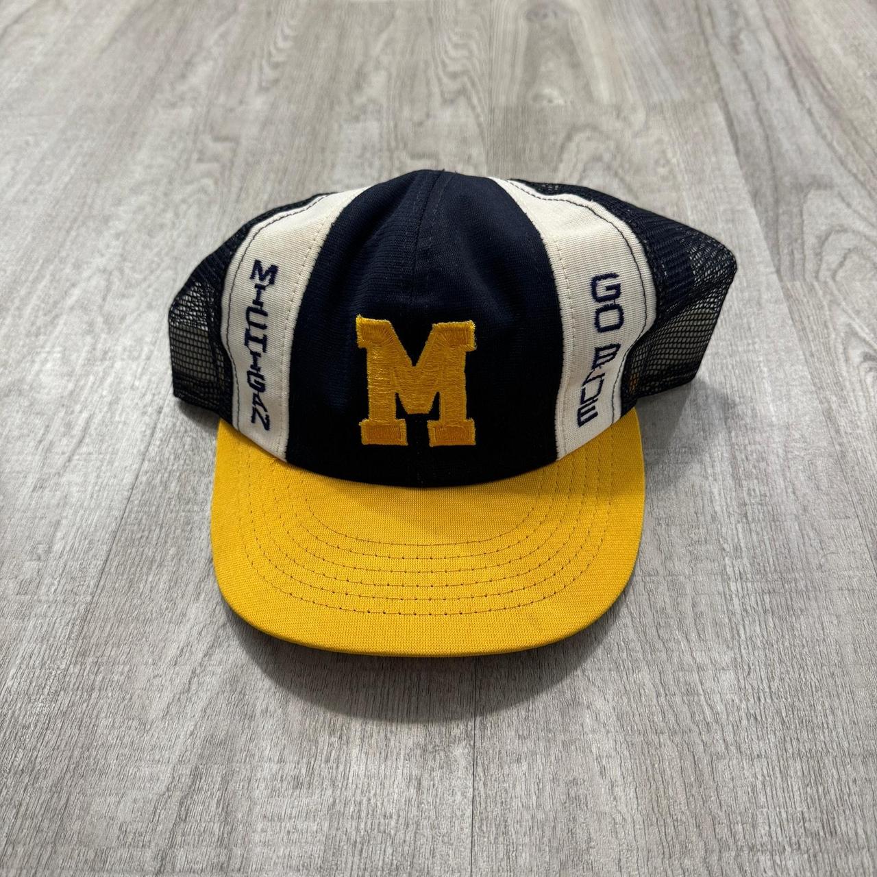 Vintage Michigan Wolverines Snapback Hat Men's Blue... | Depop