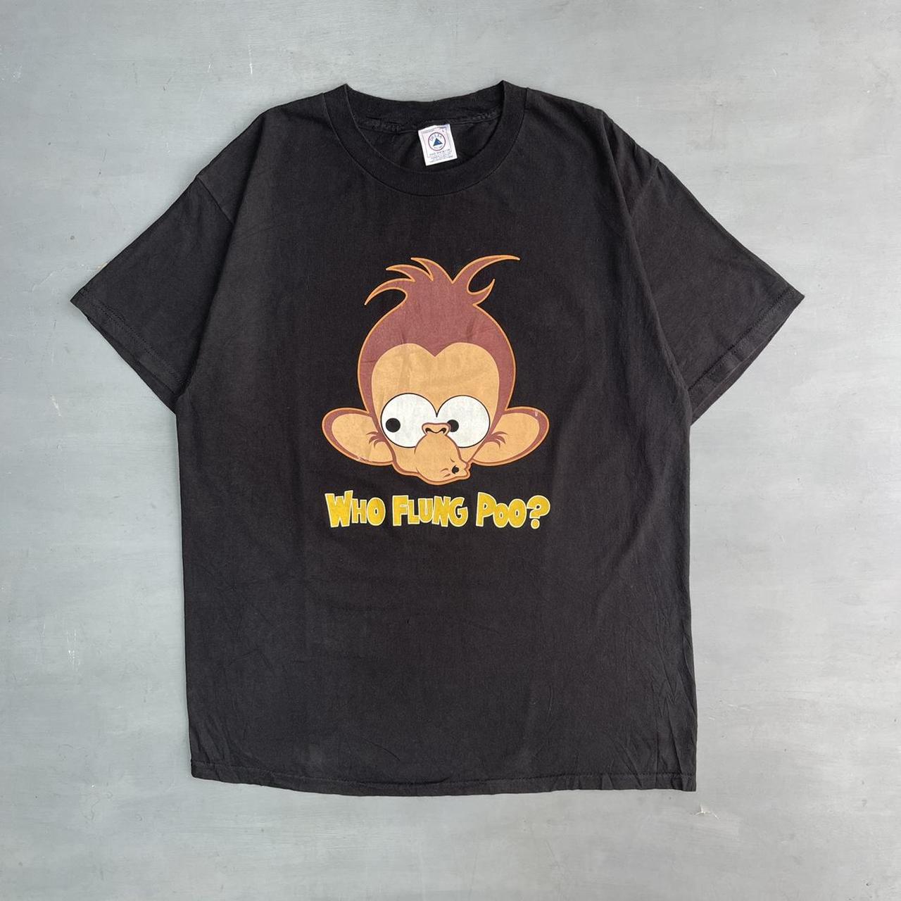 Vintage early 2000s who flung poo monkey graphic... - Depop