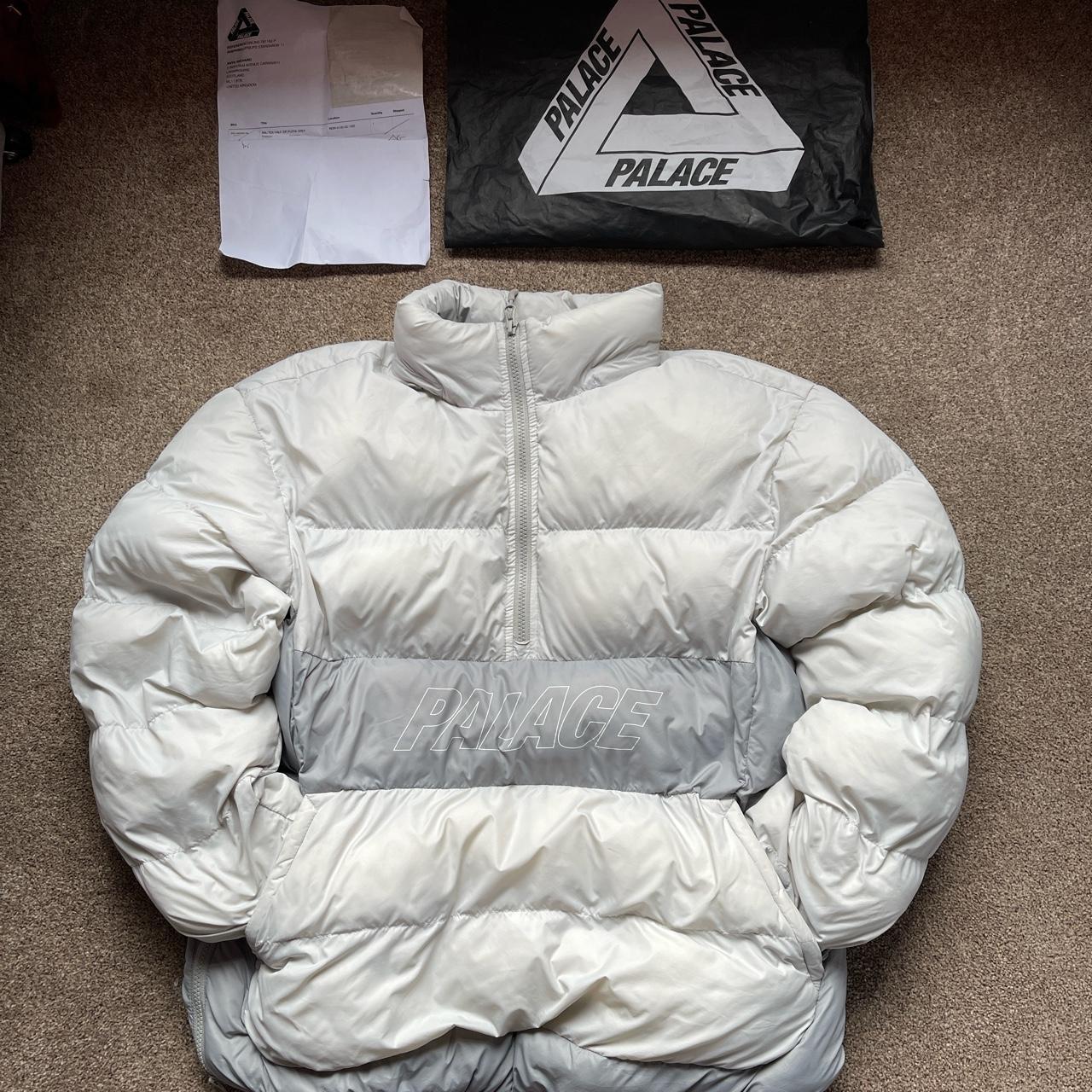 Palace 1/4 Zip White & Grey Puffer With original... - Depop