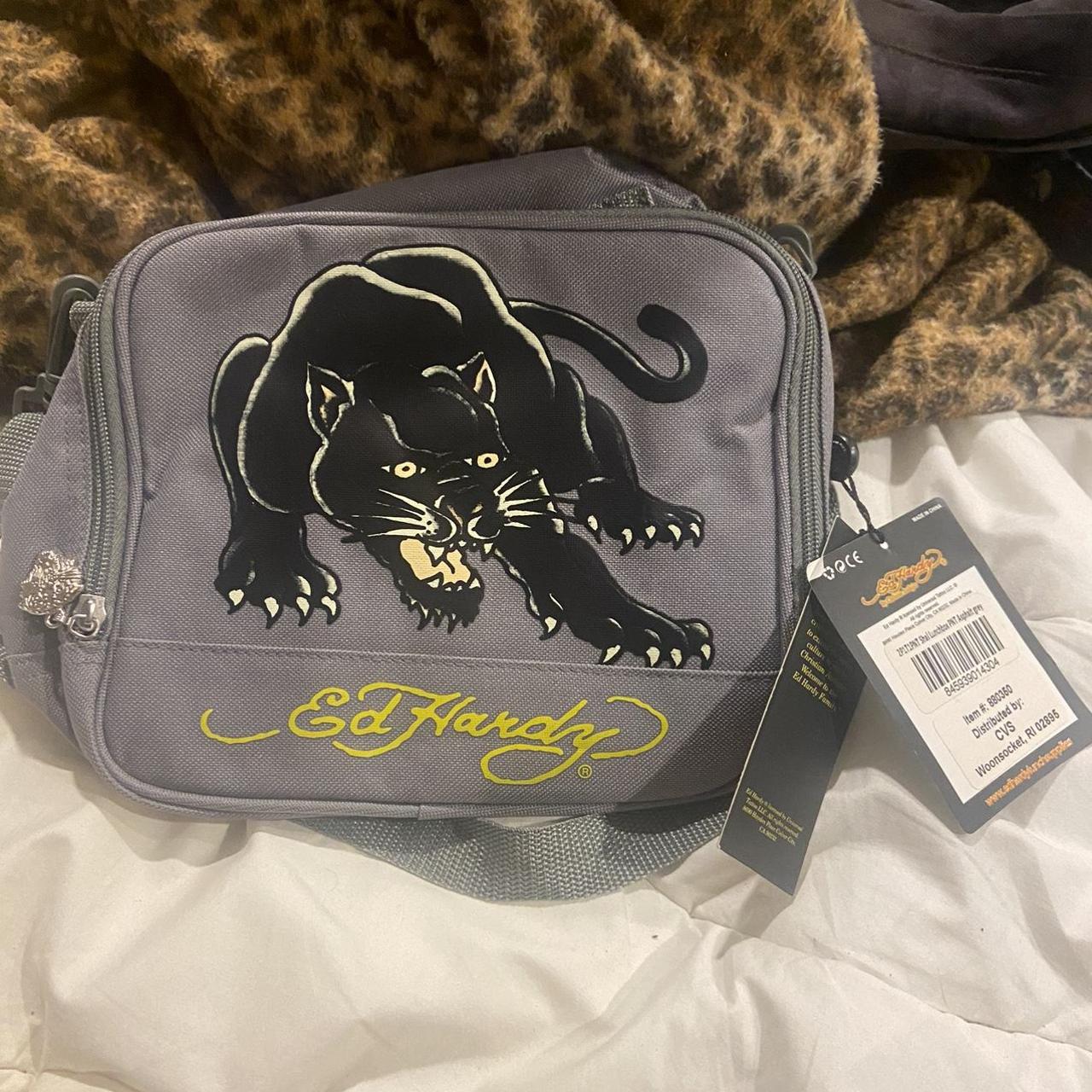 Ed Hardy Men's Grey and Black Bag | Depop