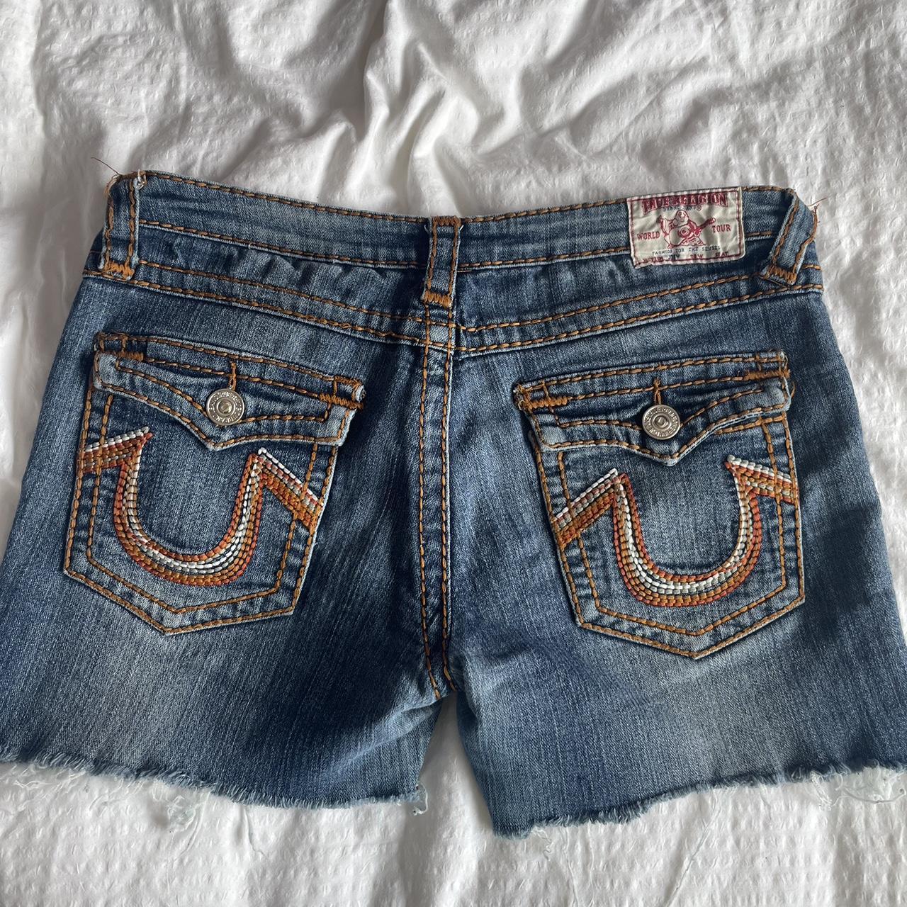 Vintage true religion jean shorts Size 31 waist... - Depop