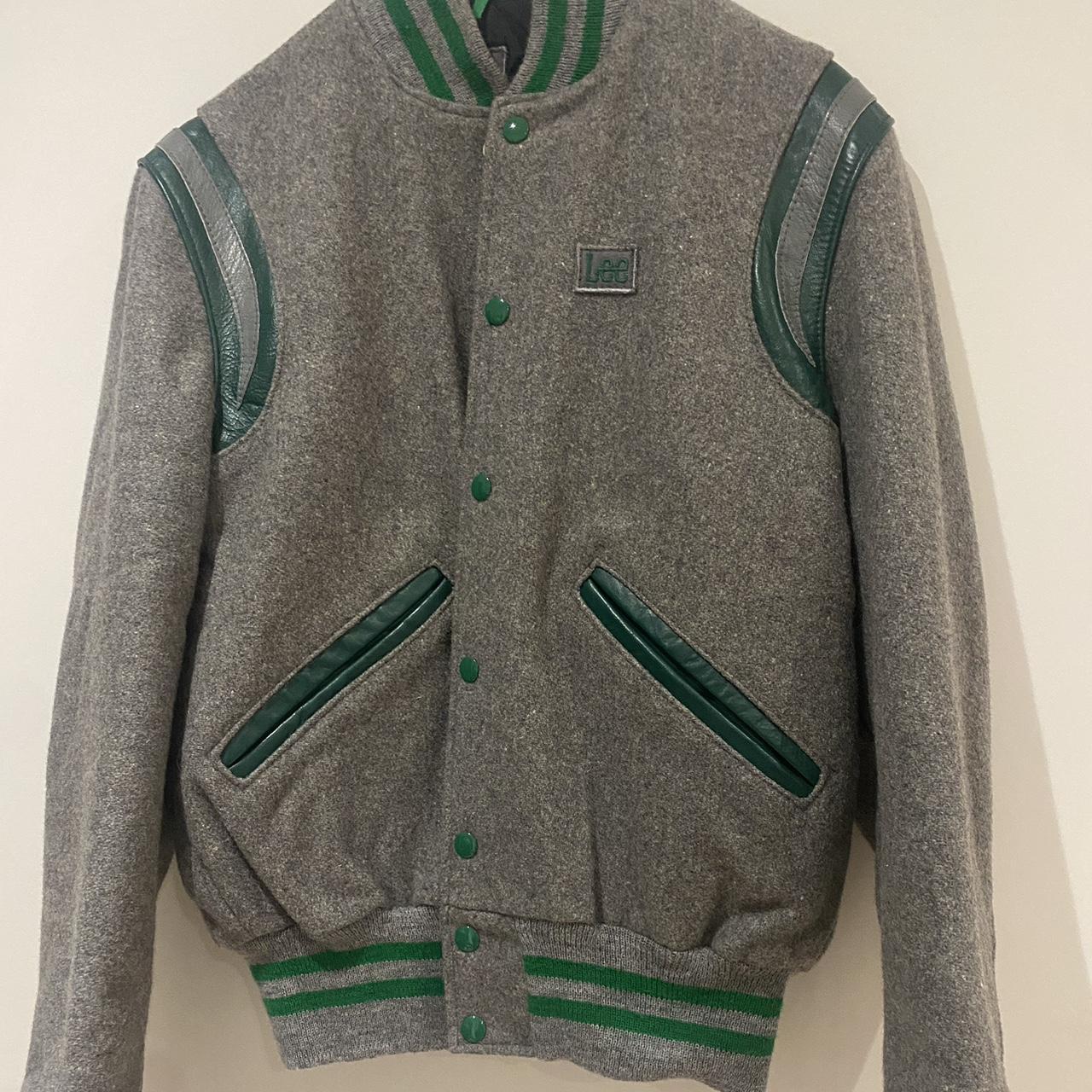 Authentic Lee Varsity jacket, wool blend with green... - Depop