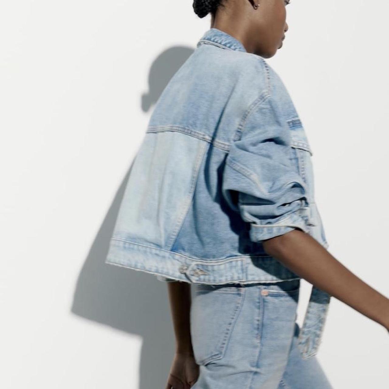 Zara cropped oversized denim jacket Brand new with... - Depop