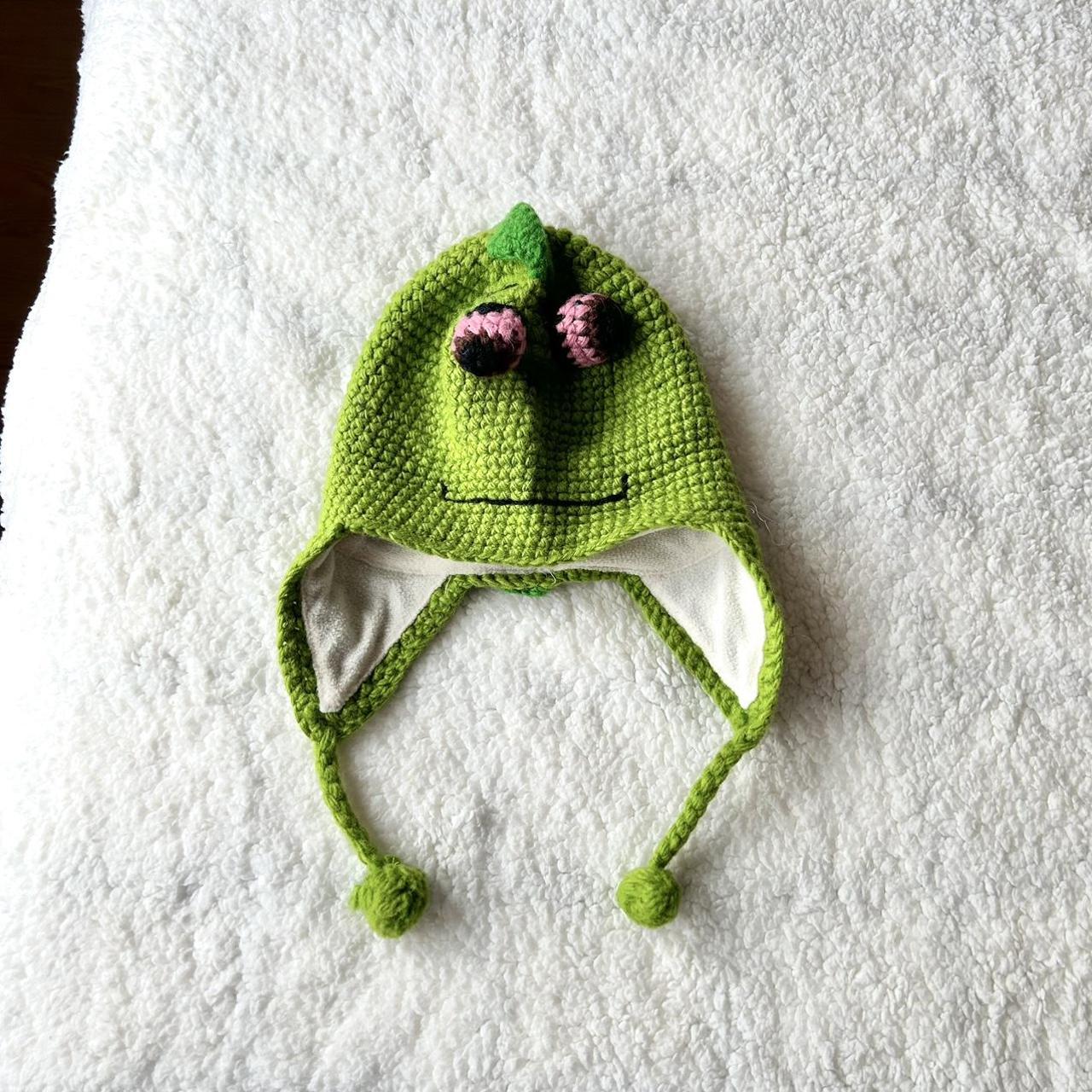 Crochet knit frog hat beanie Brand new Never worn... - Depop