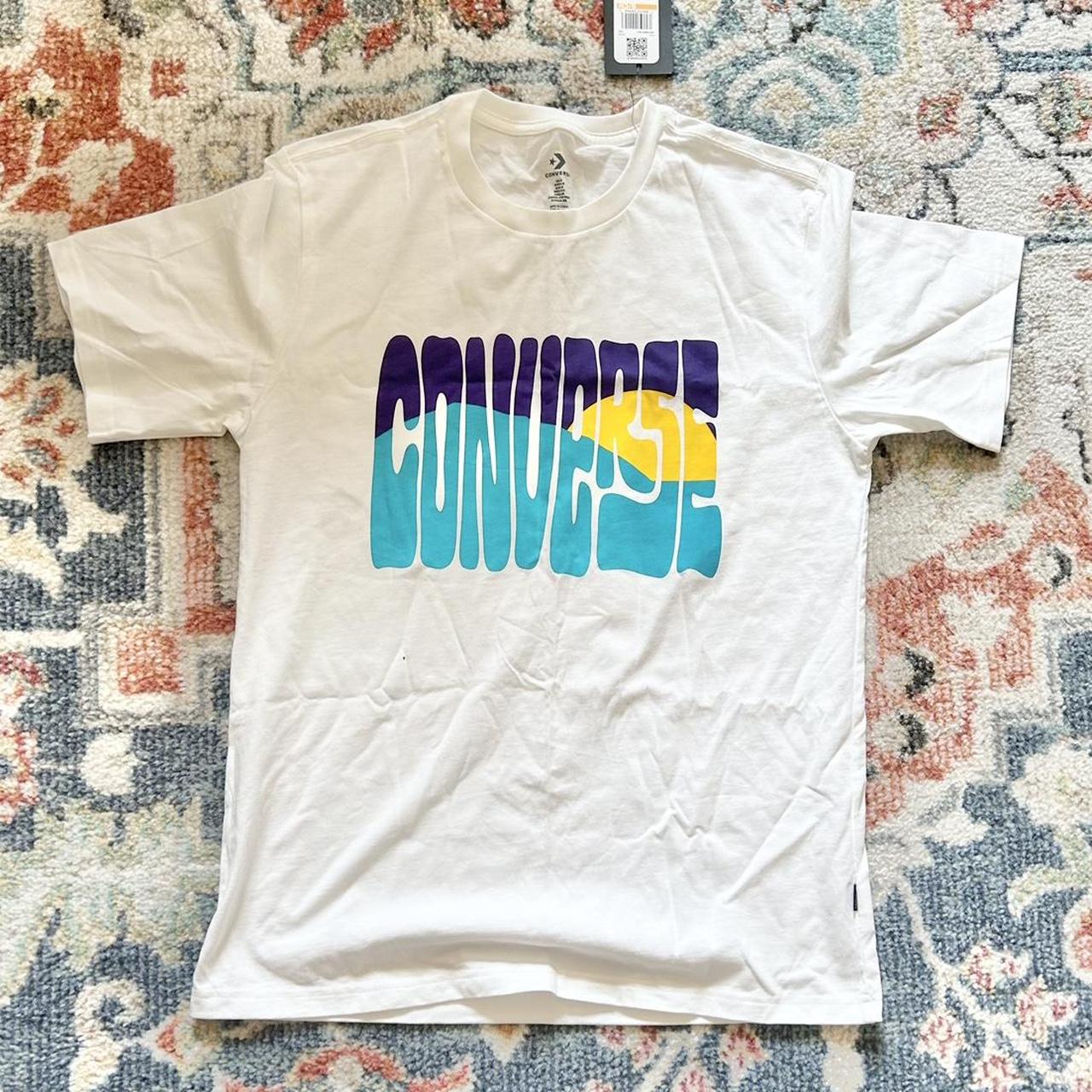 Converse graphic Tee in bubble letters T-shirt... - Depop