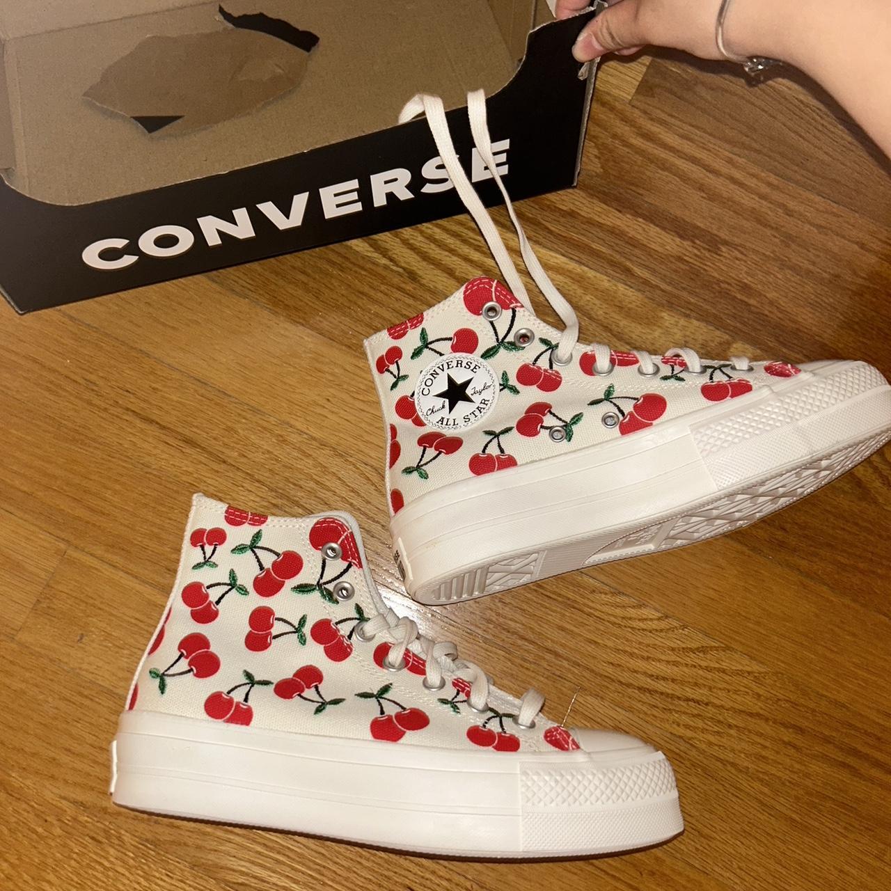 Cherry converse 🍒 platforms sneakers hi tops CTAS HI... - Depop