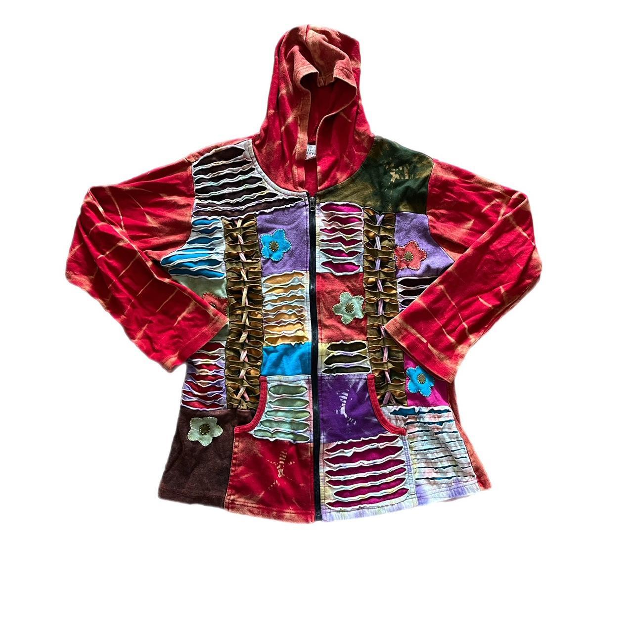 the collection royal patchwork nepal zip up boho... - Depop