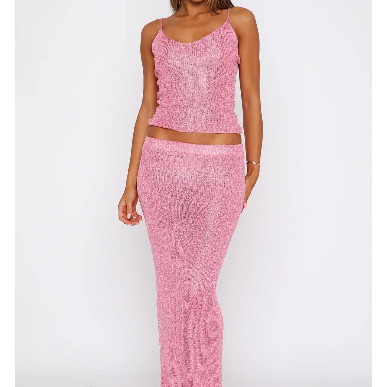 White fox bubblegum sequin set. Xs top and skirt.... | Depop