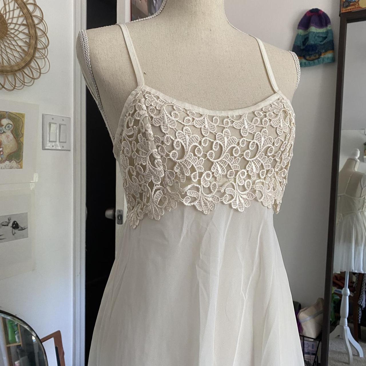 Crochet slip top -mesh body -crochet bust overlay... - Depop